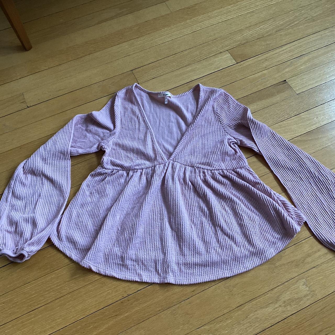 small long sleeve light pink flowy shirt - Depop
