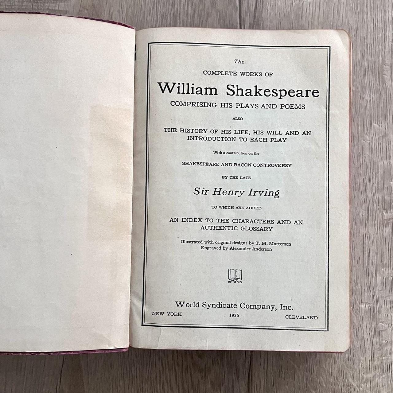Vintage Book 1926 “Shakespeare Complete” By Sir... - Depop