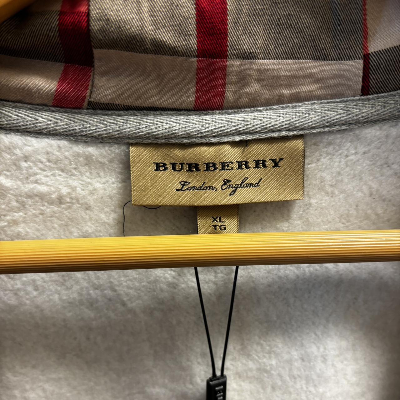 BURBERRY ZIP UP HOODIE (size XL but fits me like a... - Depop