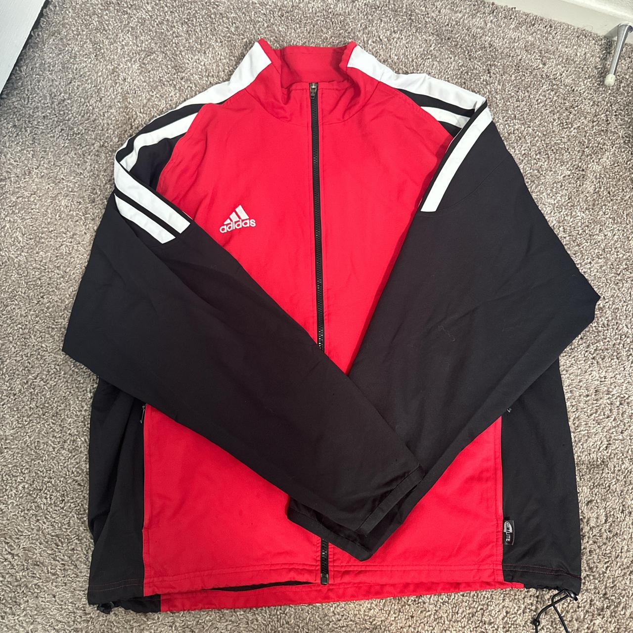 Adidas red/black track jacket - Depop