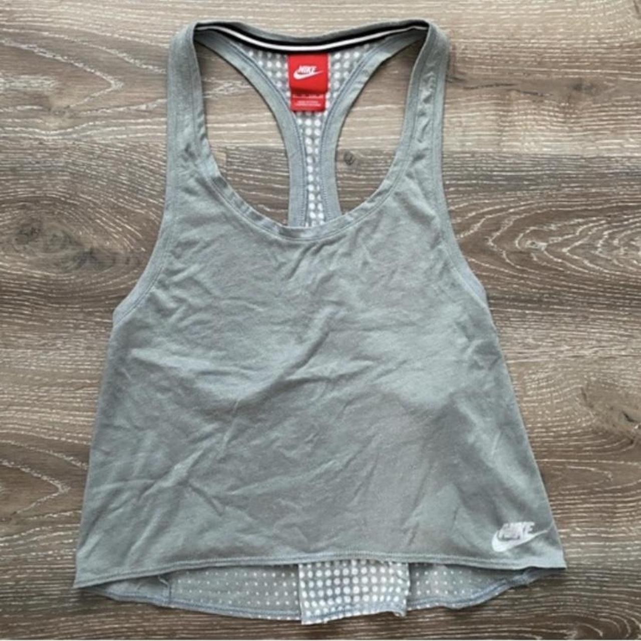 Nike Green/Grey Racerback Workout Top Pre-owned... - Depop