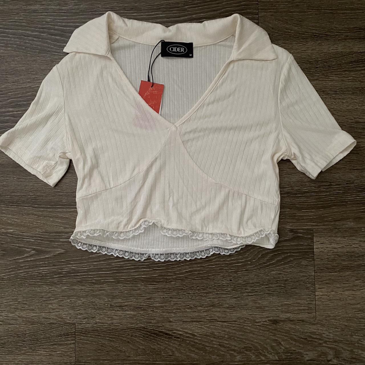 White Cider collared crop top - Depop