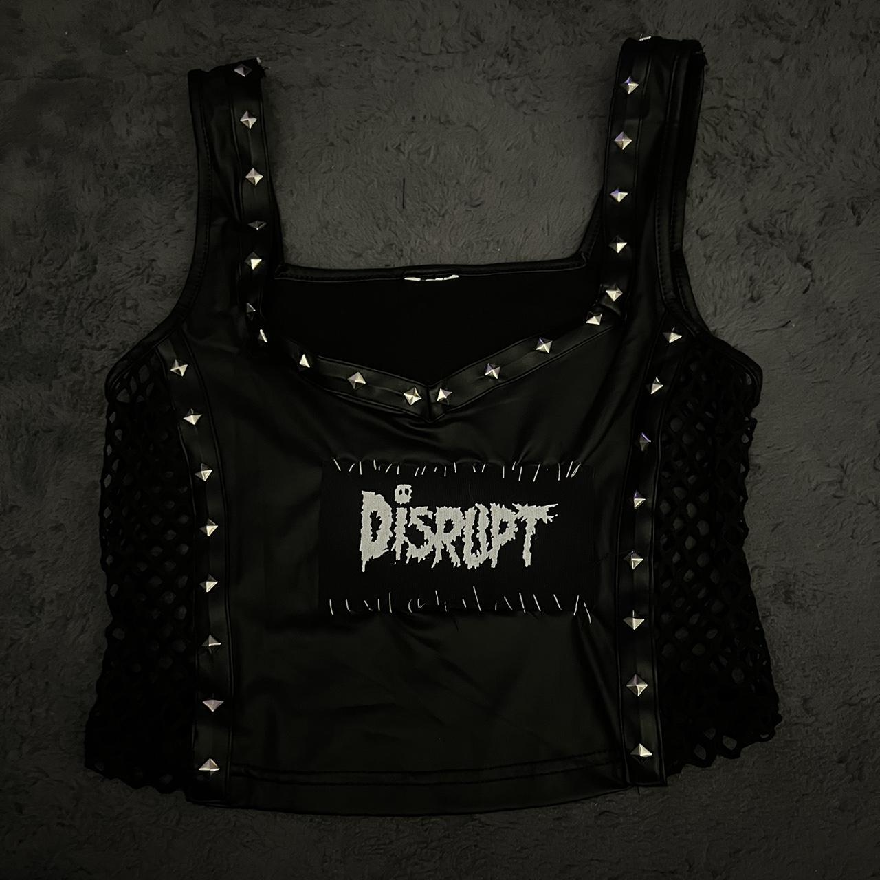 punk Disrupt patch studded shirt size: medium... - Depop