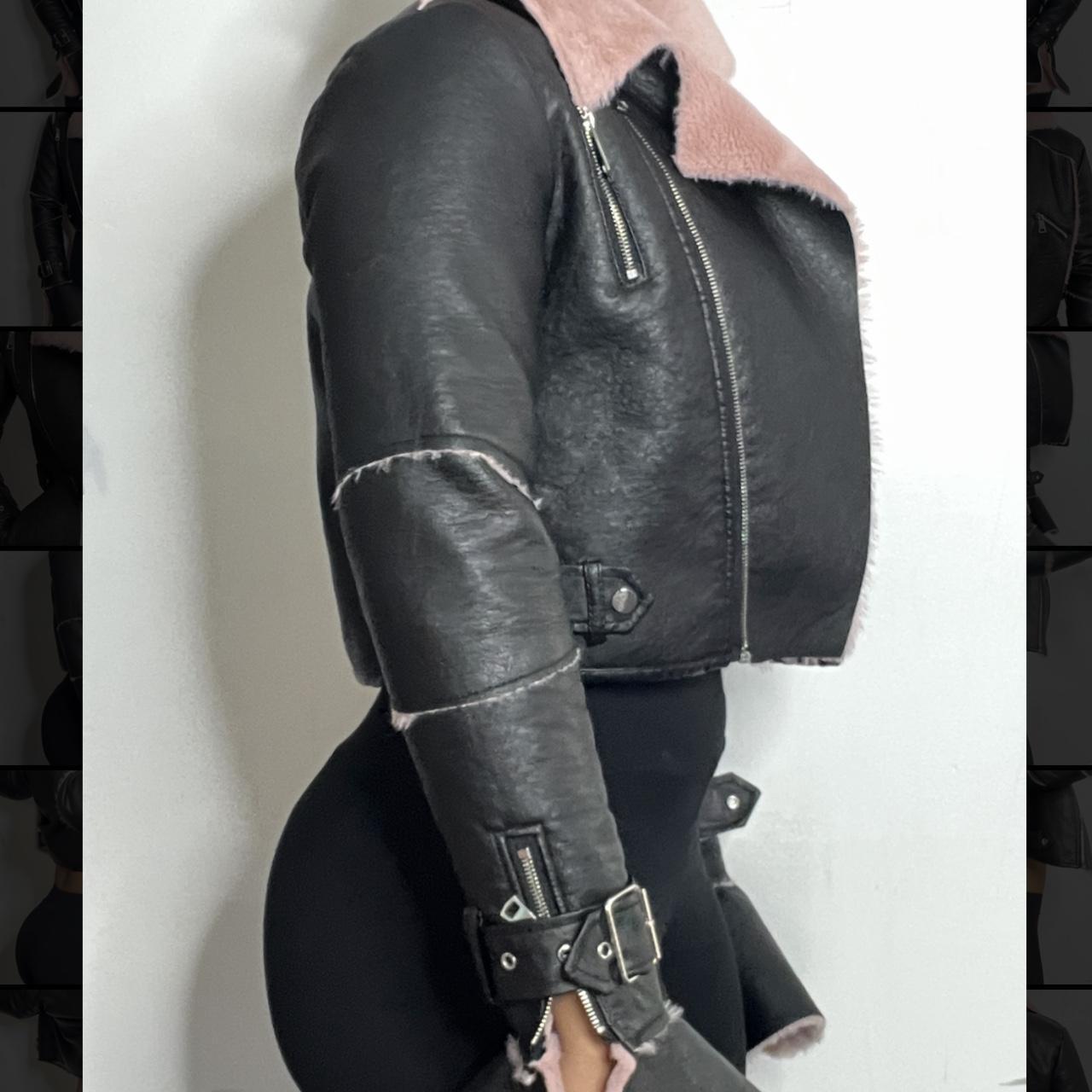 AZALEA WANG Pink fur lined faux leather jacket US... - Depop