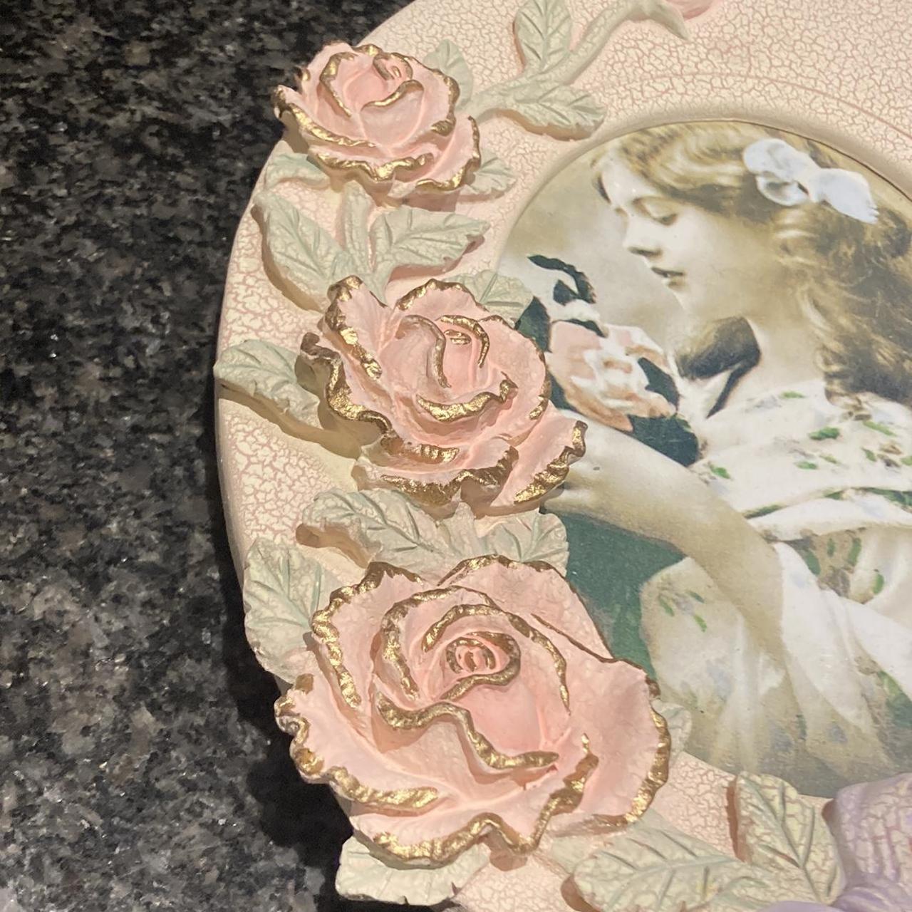 really cute pink and white vintage coquette rose... - Depop