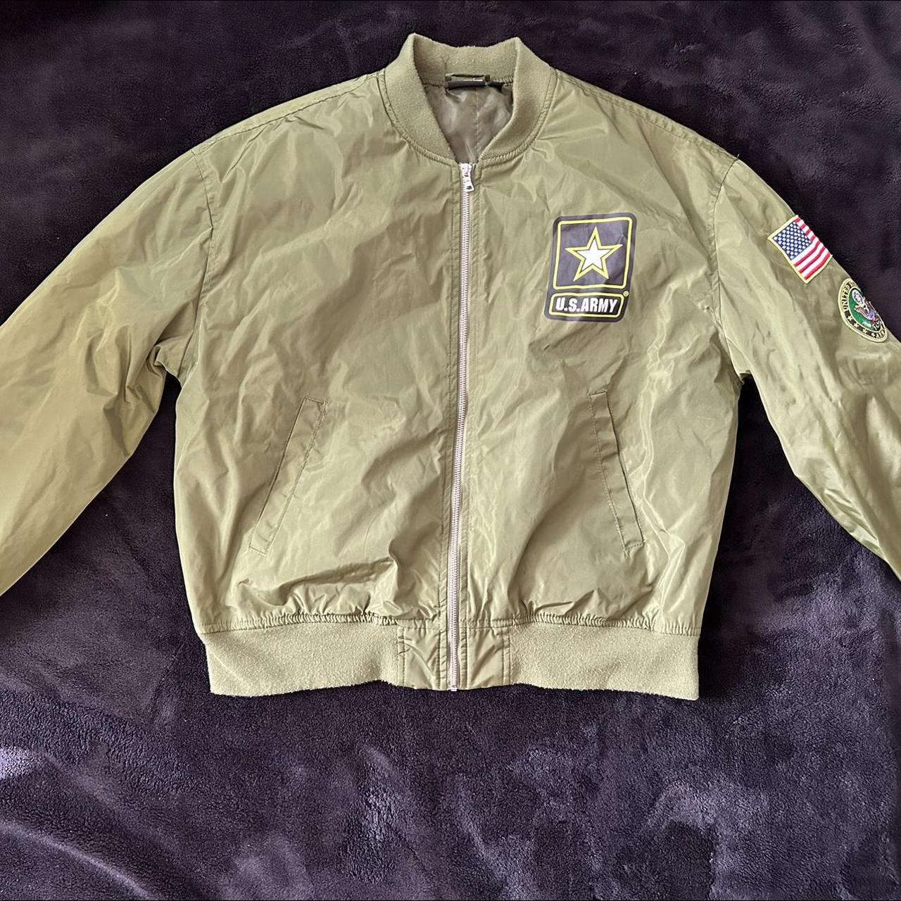 XL US Army Bomber Jacket / Patches on the sleeve /... - Depop