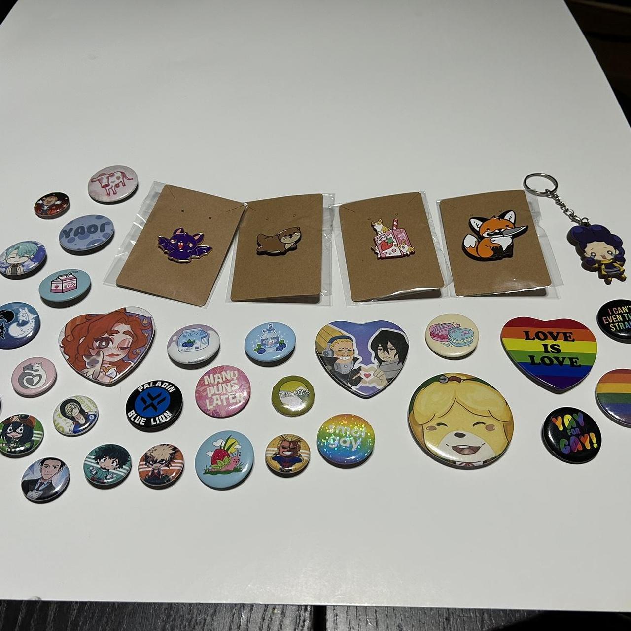 Random button and enamel pin set. Some brand new,... - Depop