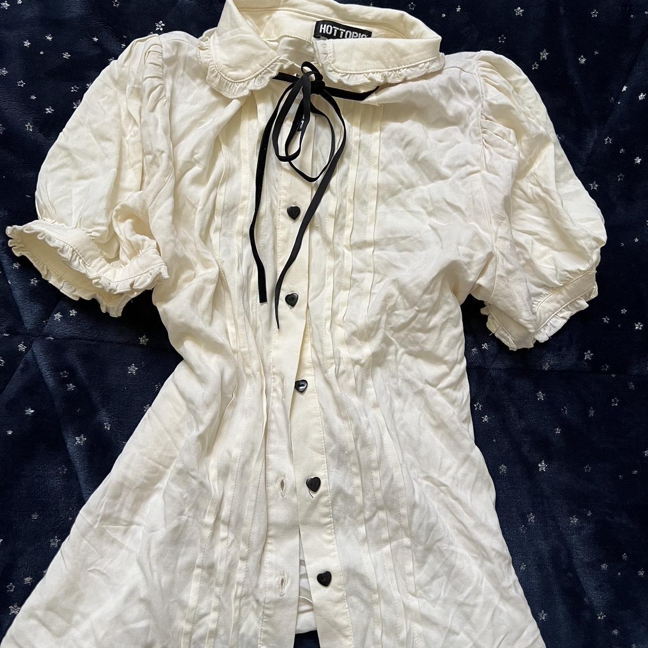 Hot topic button up blouse! Has super cute heart... | Depop