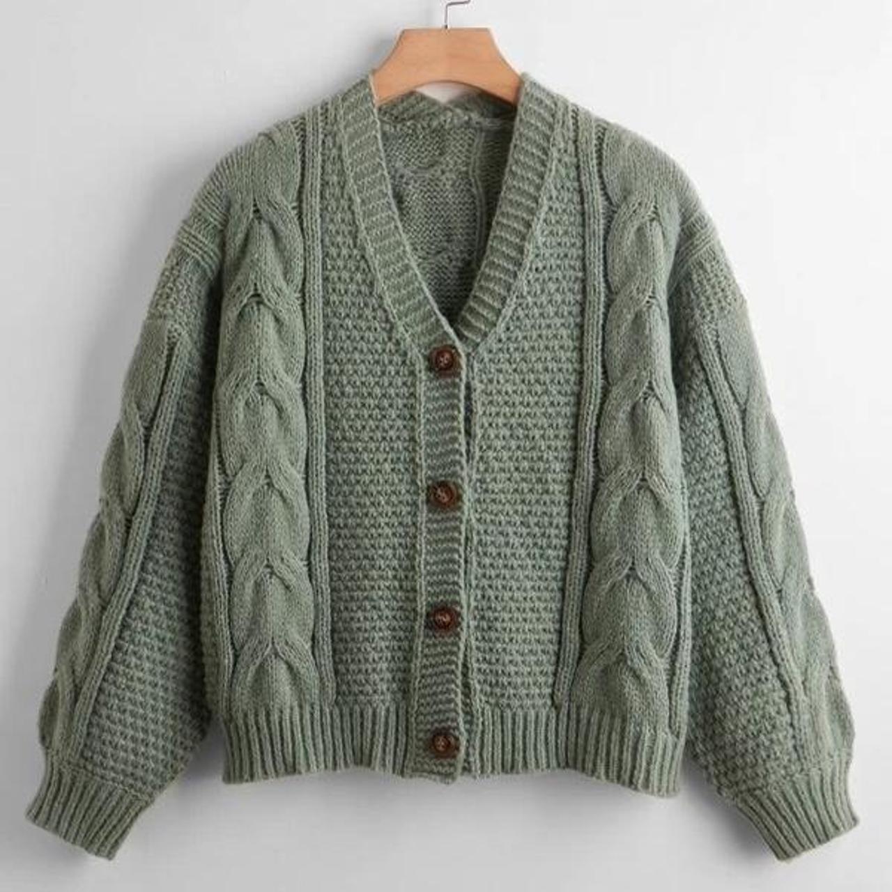 Shein Curve + Plus Women's Green Cardigan | Depop