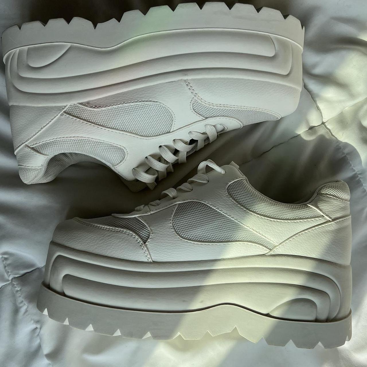 DIVIDED Brand Ultra Platform White Sneakers! Only... - Depop