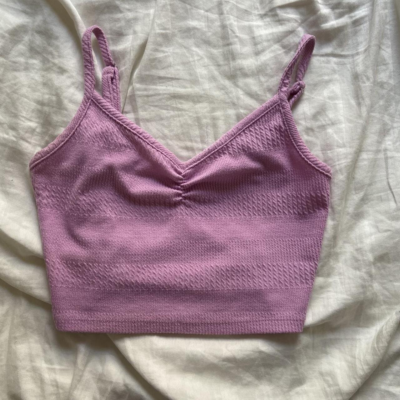 super cute pink crop cami #croptop #knittedtop - Depop