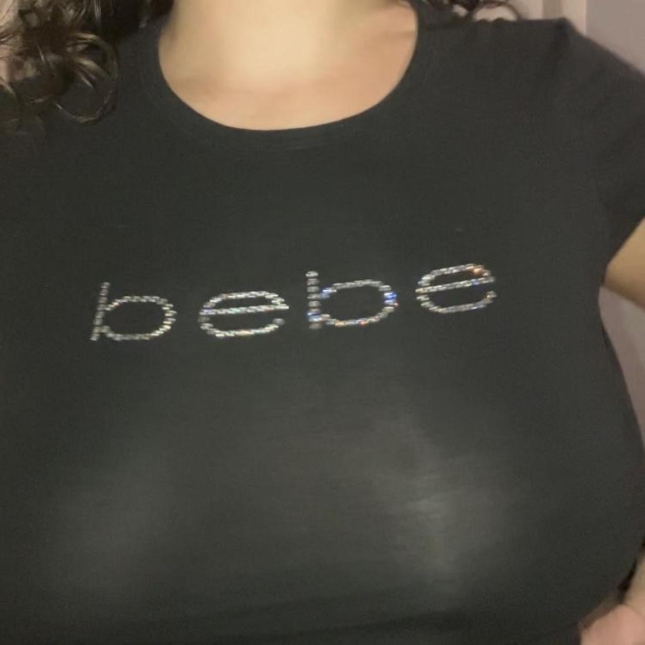 Bebe rhinestone y2k tshirt size M #bebe #y2k #2000s... - Depop