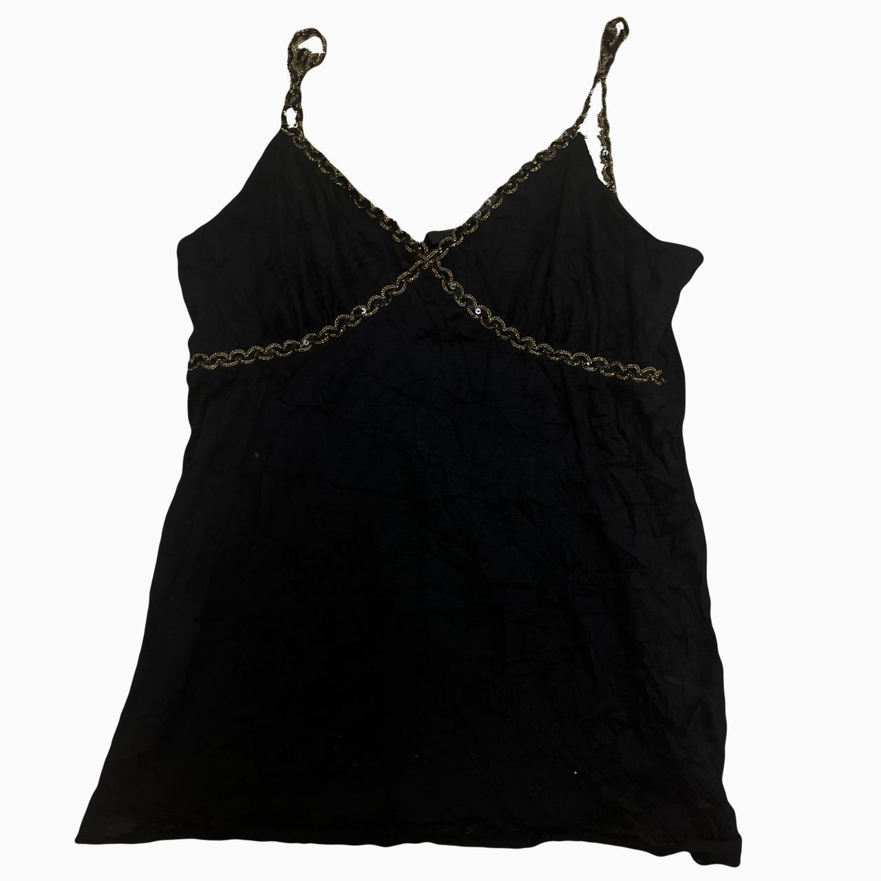 Black and gold chain tank top Vintage from... - Depop