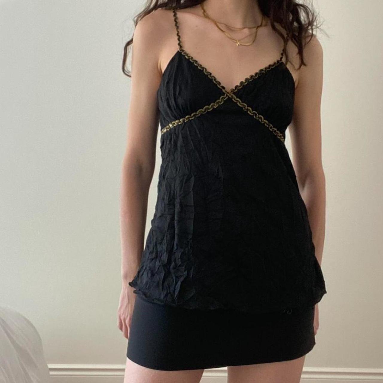 Black and gold chain tank top Vintage from... - Depop