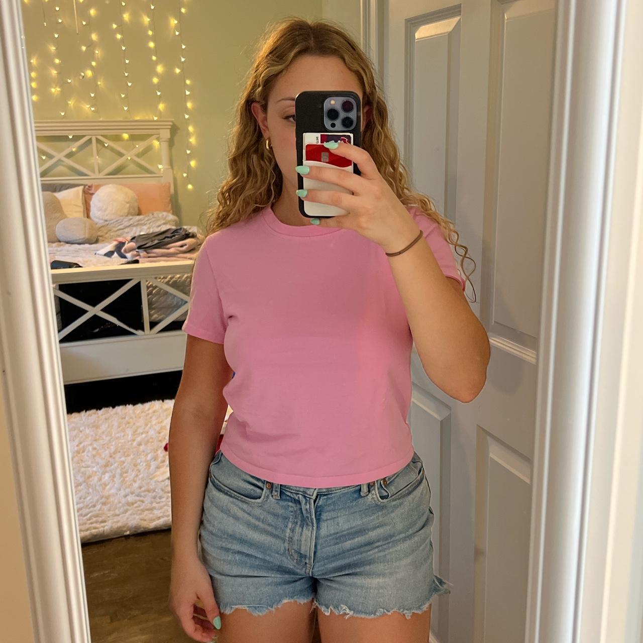 Hot Pink Brandy Melville slightly cropped short... - Depop