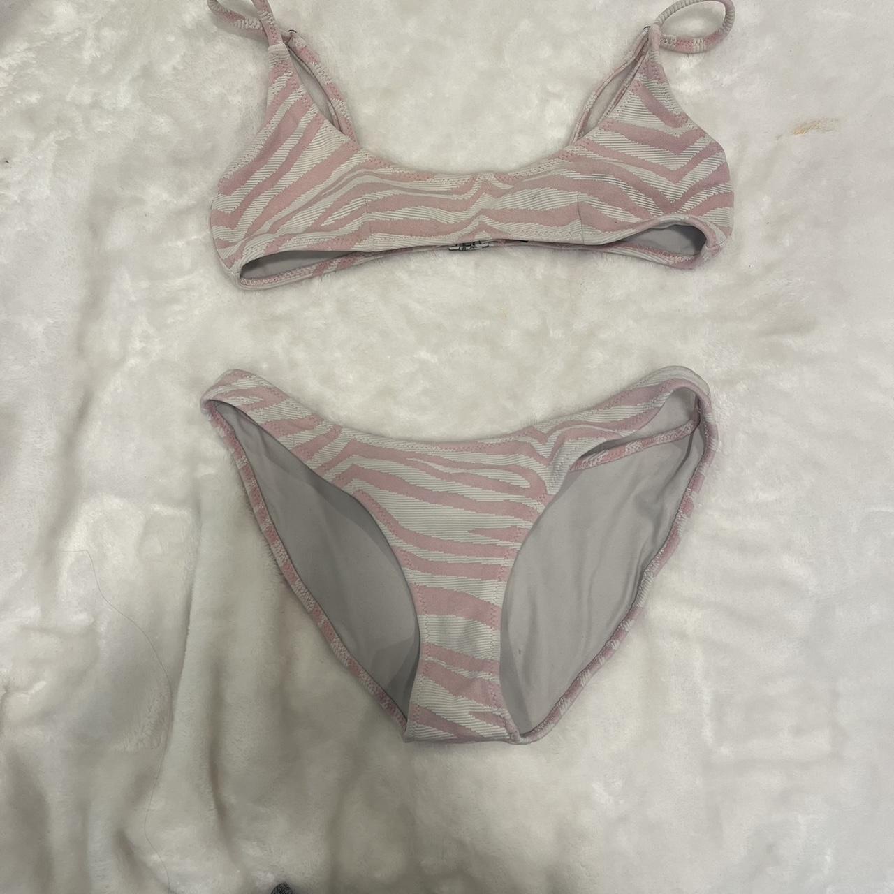 Mica - zebra punch triangl swim suit, pink zebra... | Depop