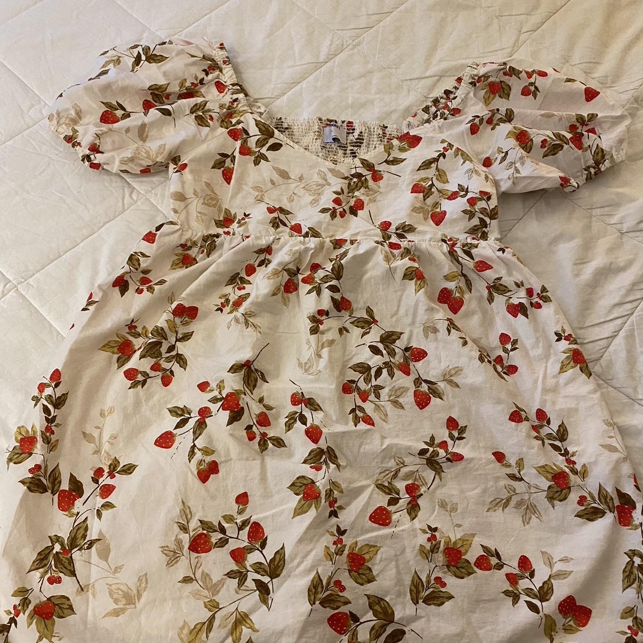 old navy strawberry puff-sleeve dress 🍓 (with... - Depop