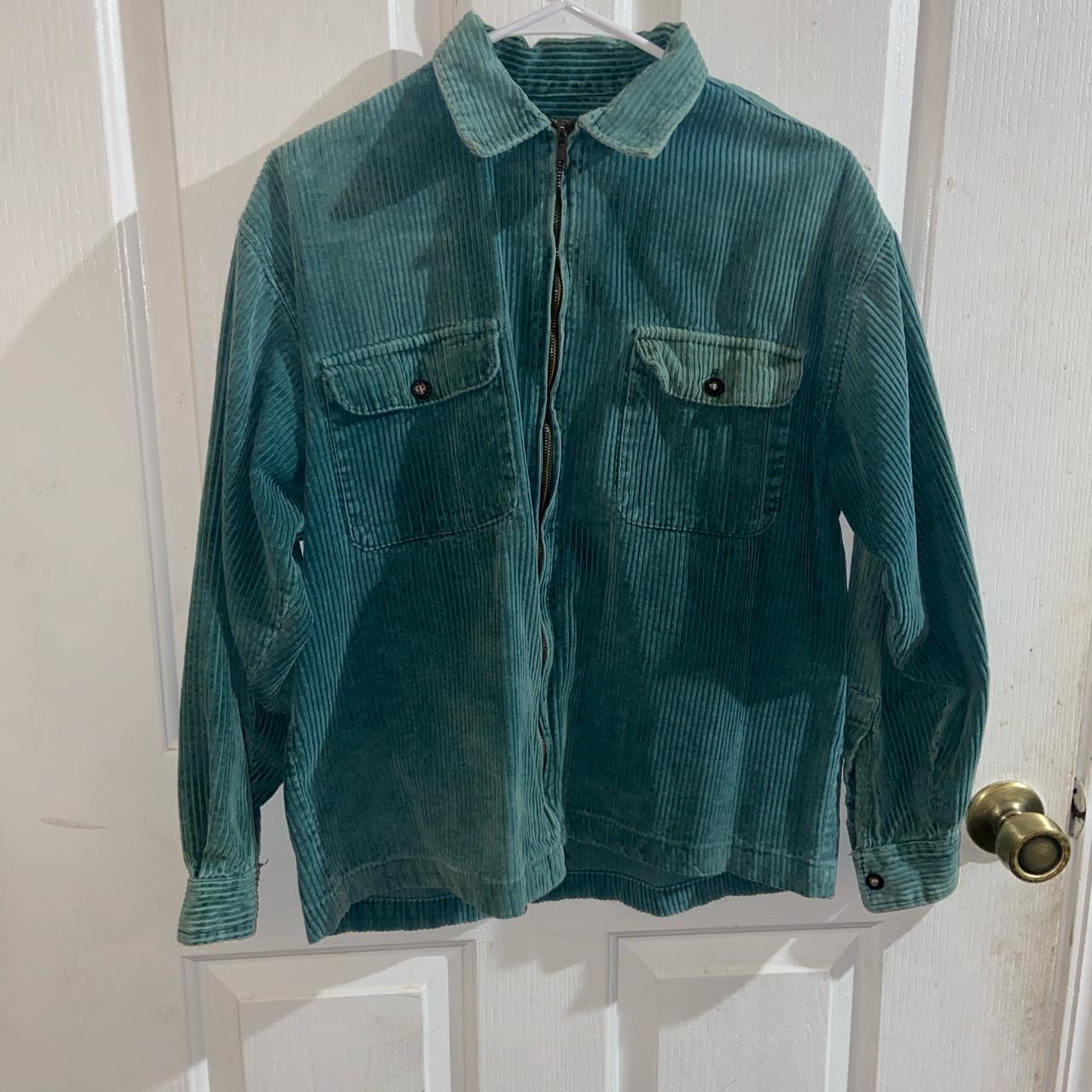 Vintage Green Corduroy jacket Deep 90s cords In very... - Depop