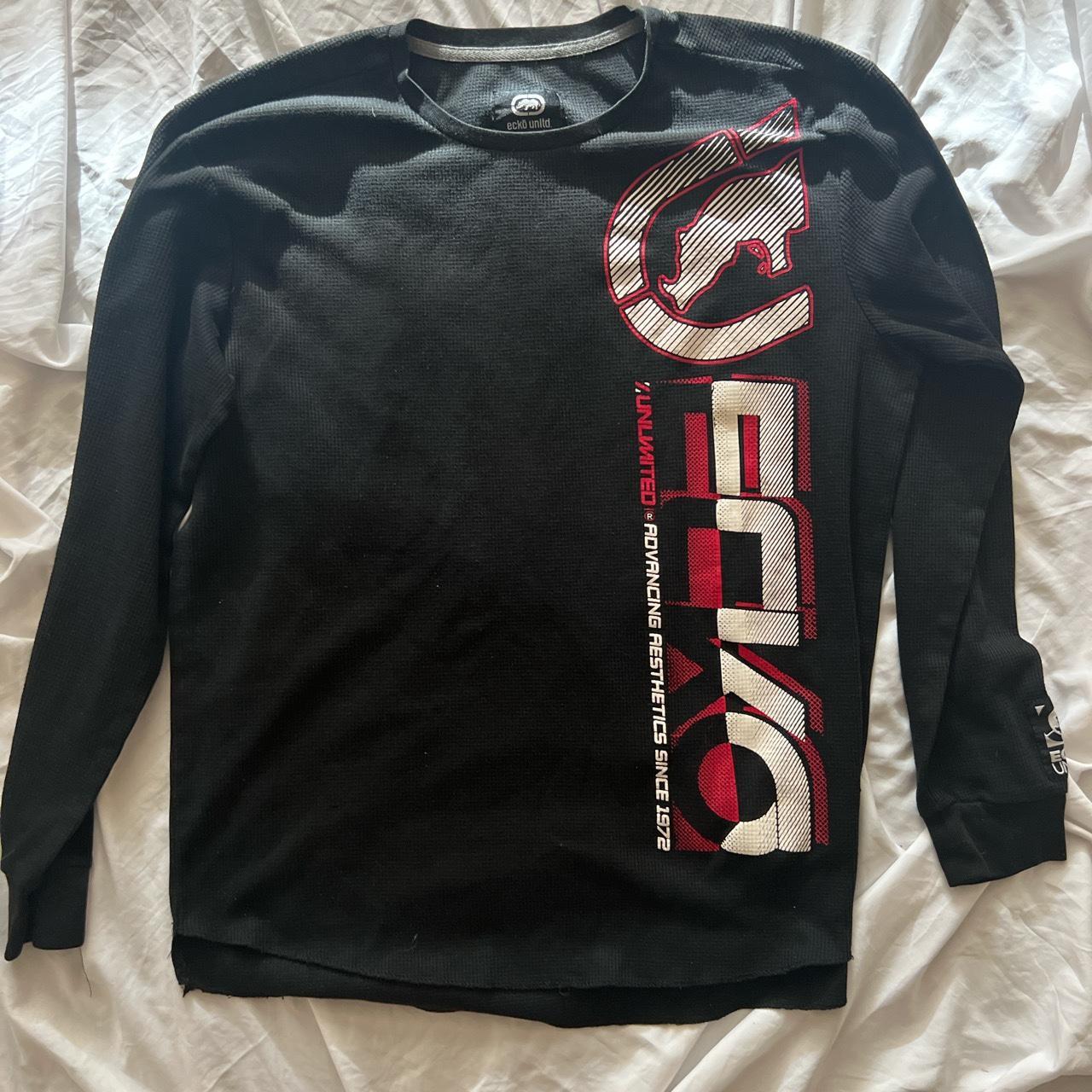 Ecko unltd red and black long sleeve No hem at... - Depop
