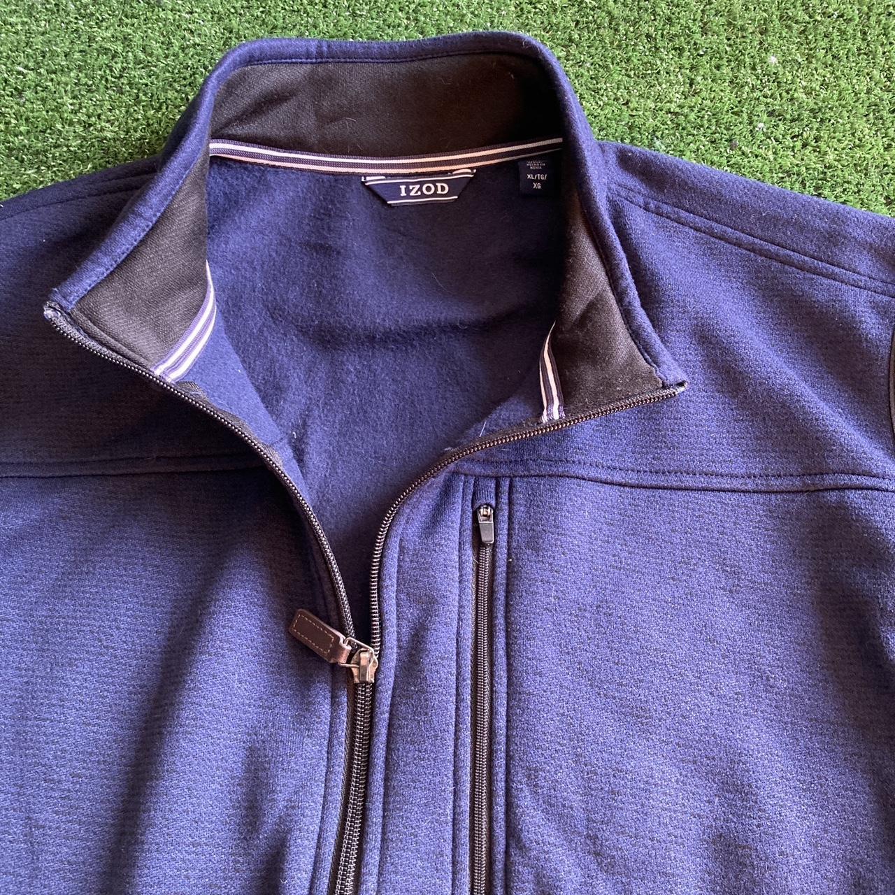 Izod blue and white zip up vest #jacket | Depop