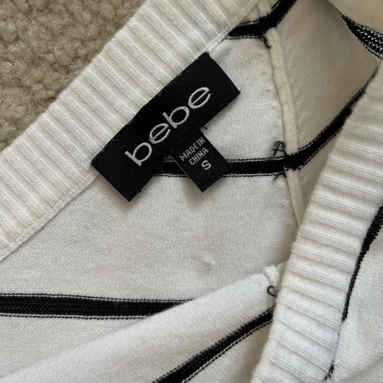 Vintage white and black bebe rhinestone shirt... | Depop