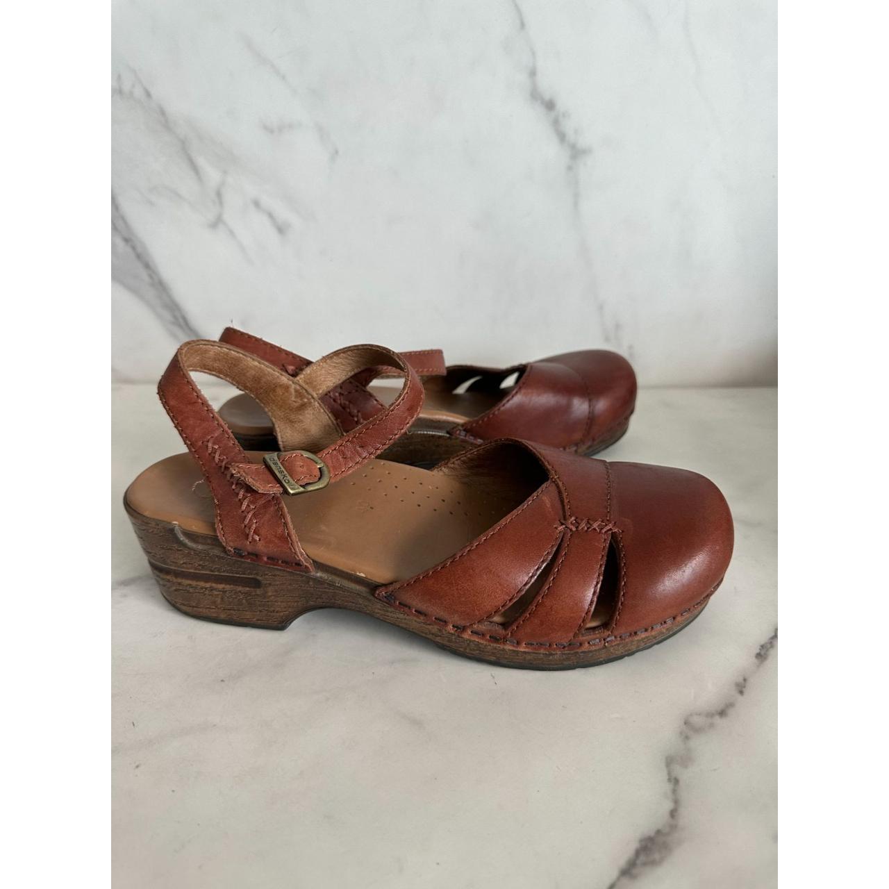 DANSKO Tan Platform Leather Clogs Sz 40/9.5-10 Good... - Depop