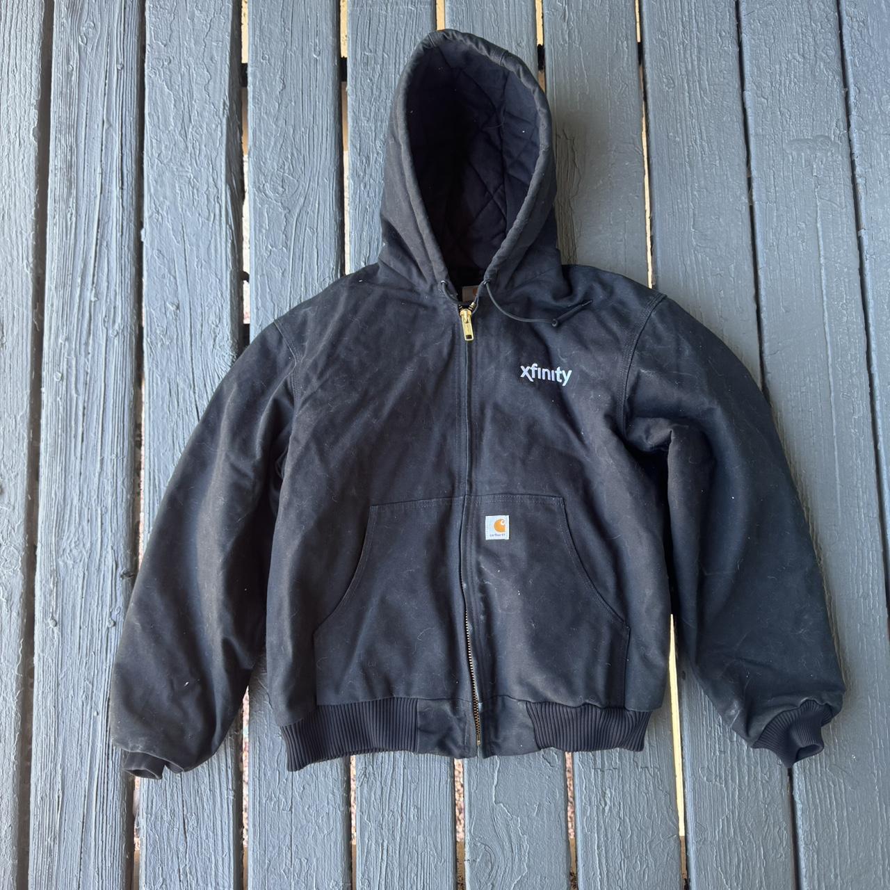 CARHARTT HOODED BLACK JACKET SIZE L #CARHARTT - Depop