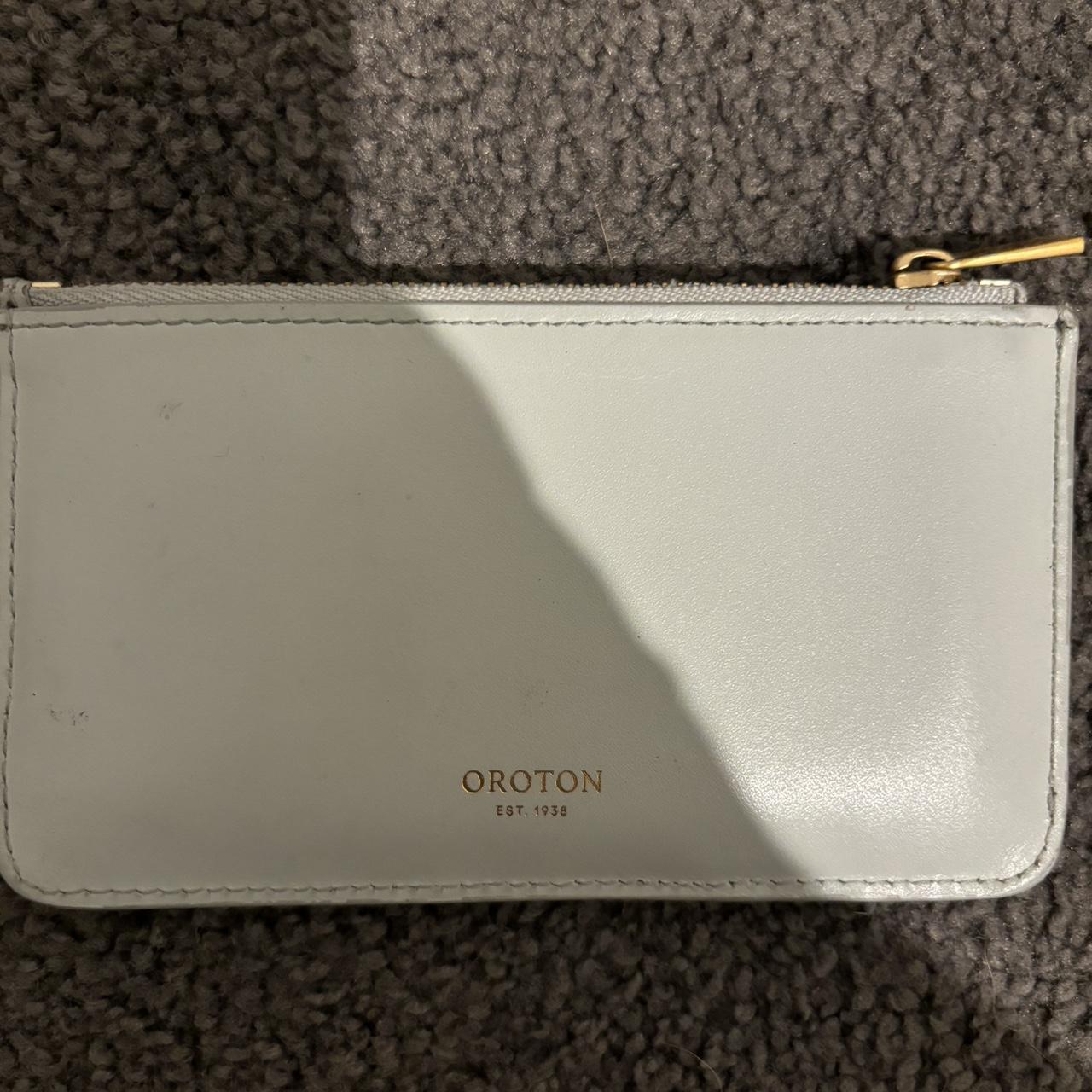 Oroton Mini Wallet Light blue with gold zip No signs... - Depop