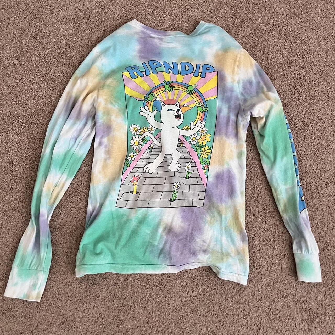 youth large ripndip tie dye long sleeve no tag but... - Depop