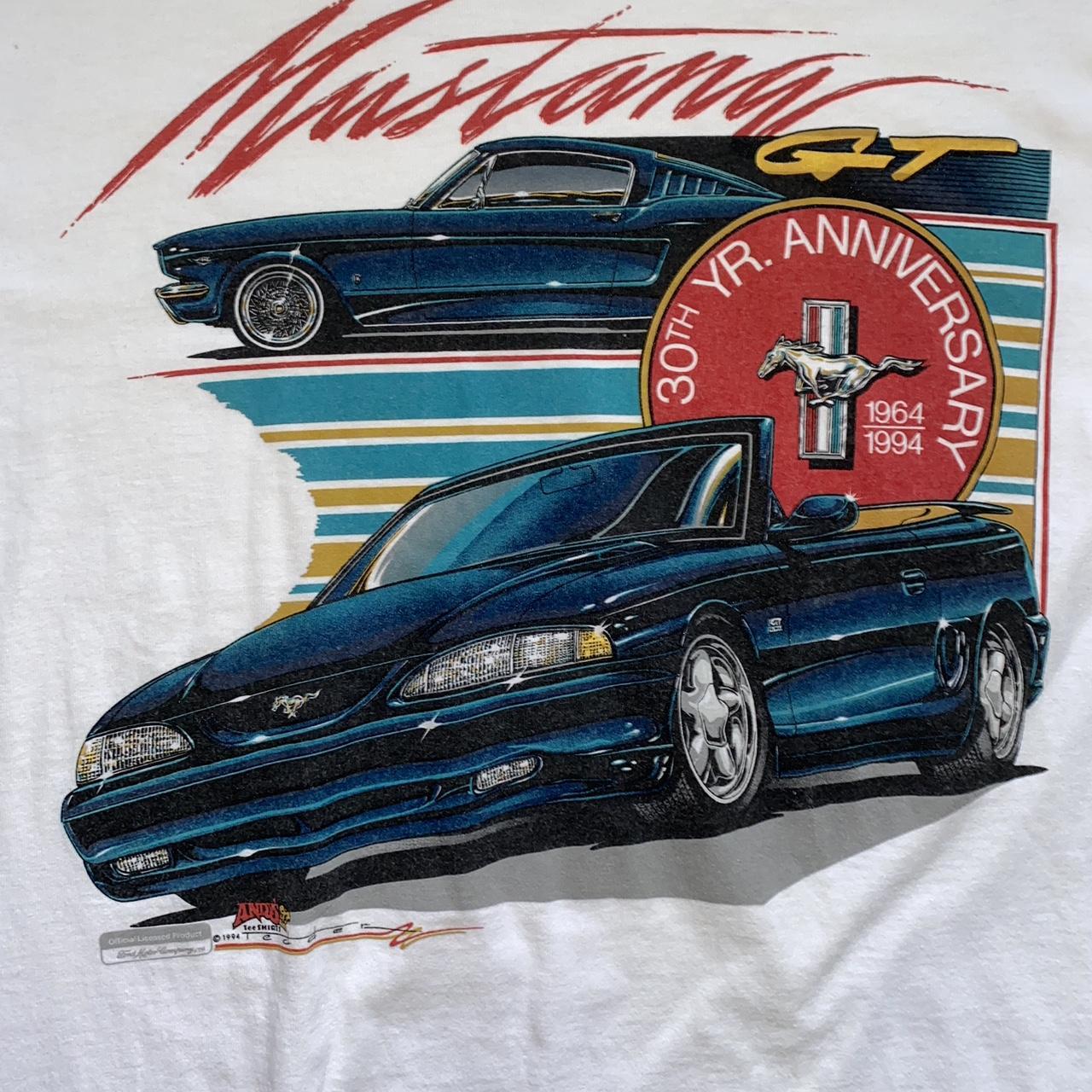 Vintage 90s mustang car graphic shirt White shirt... - Depop
