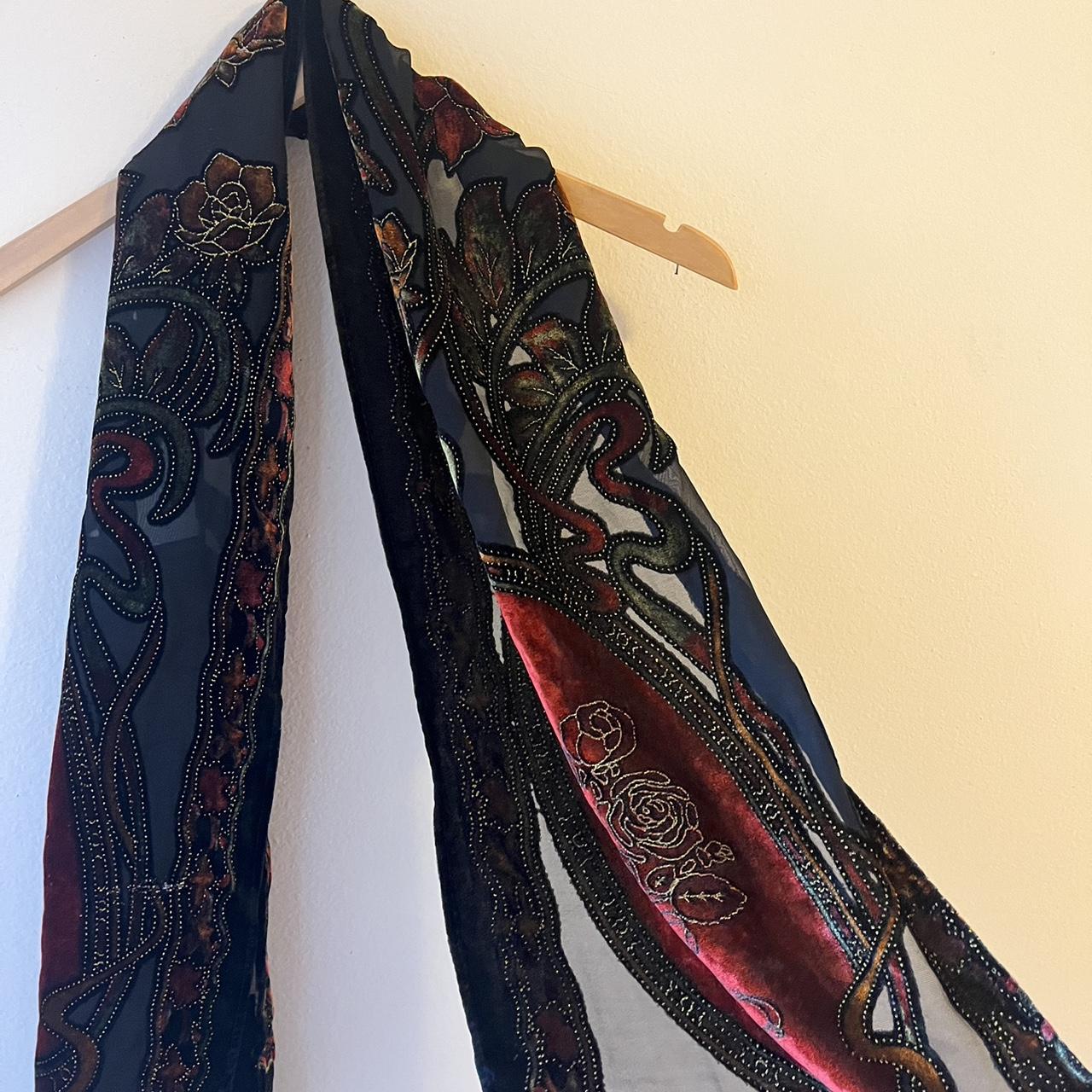 VELVET SHEER VINTAGE LONG SCARF 58” x 13” #scarf... - Depop