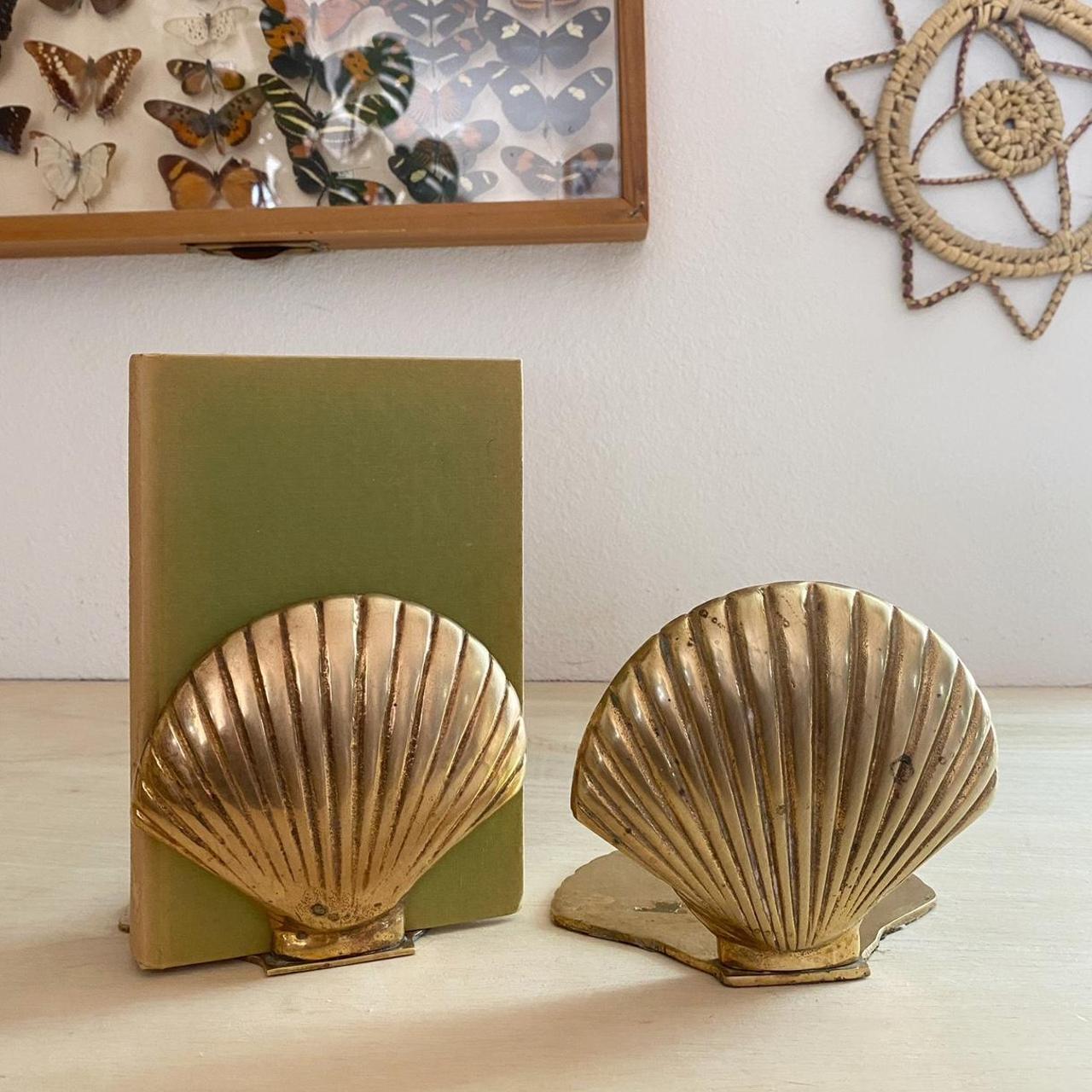 Vintage brass sea shell bookends : perfect beach... - Depop