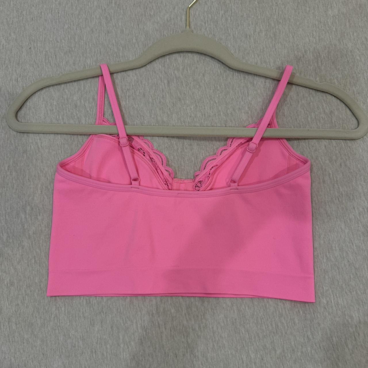 Aerie pink lace crop top size xs perfect condition - Depop