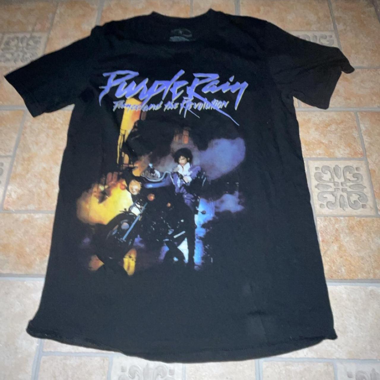 prince purple rain t-shirt black color purple... - Depop