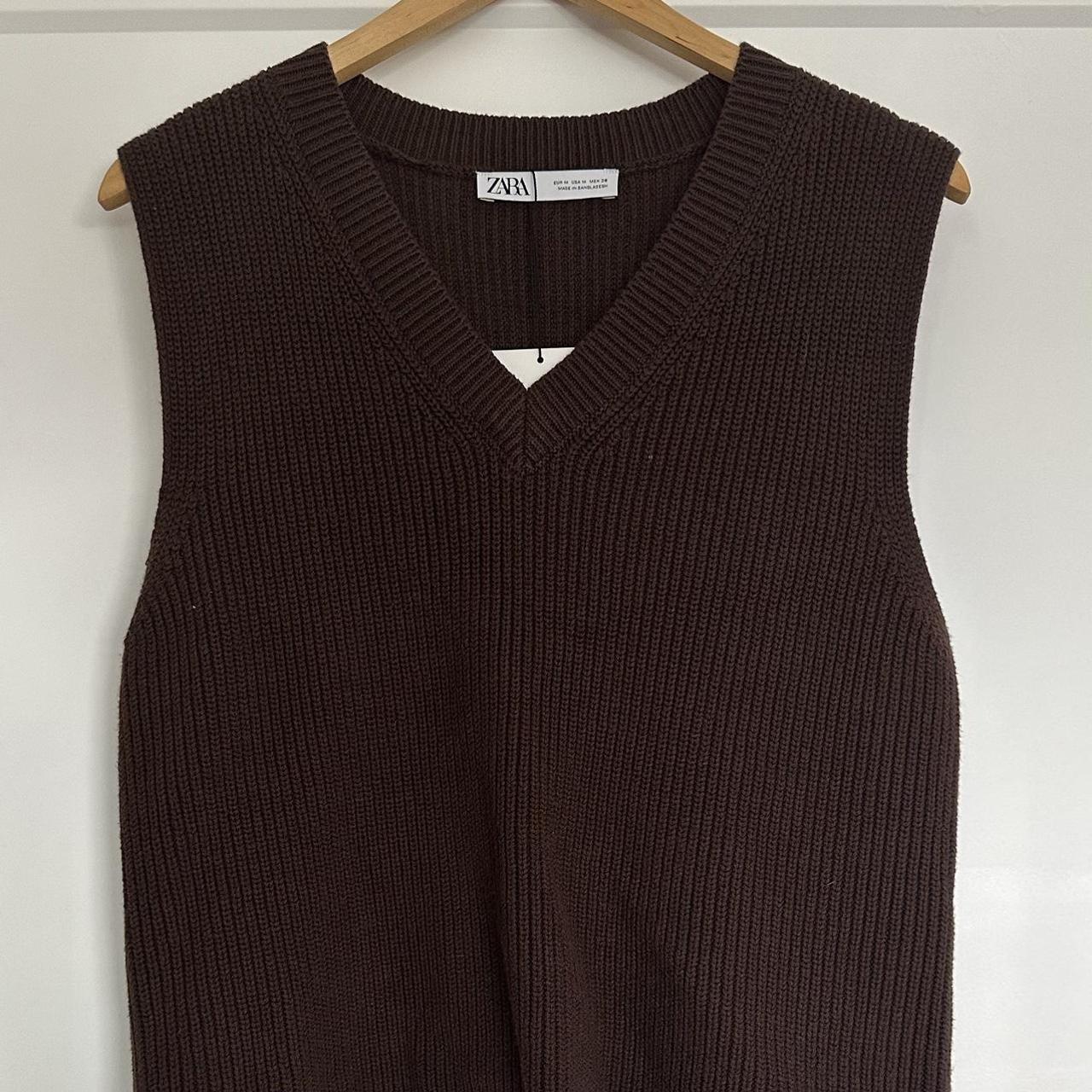 medium brown vest from zara brand: zara size:... - Depop