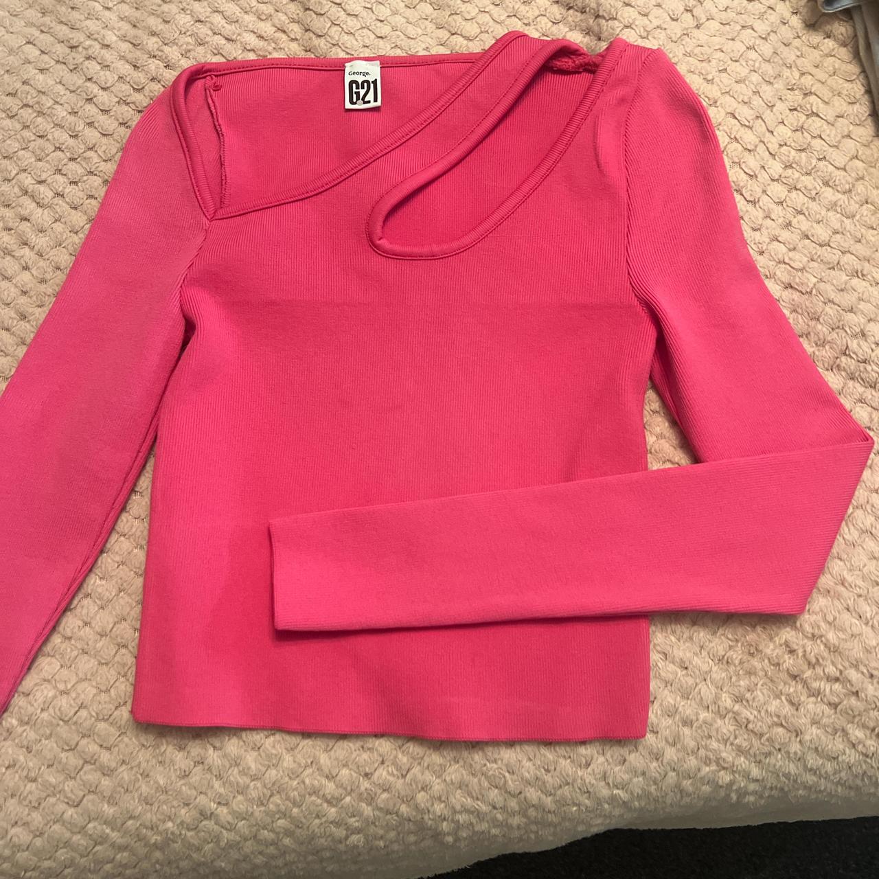 cropped pink cut out top brand G21 stretchy size 4-6... - Depop