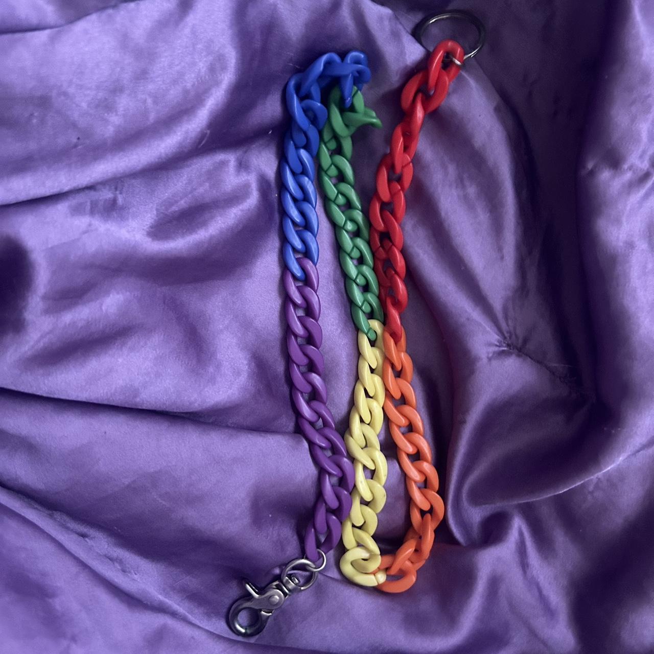 bulky rainbow chain from spencers clinky plastic... | Depop