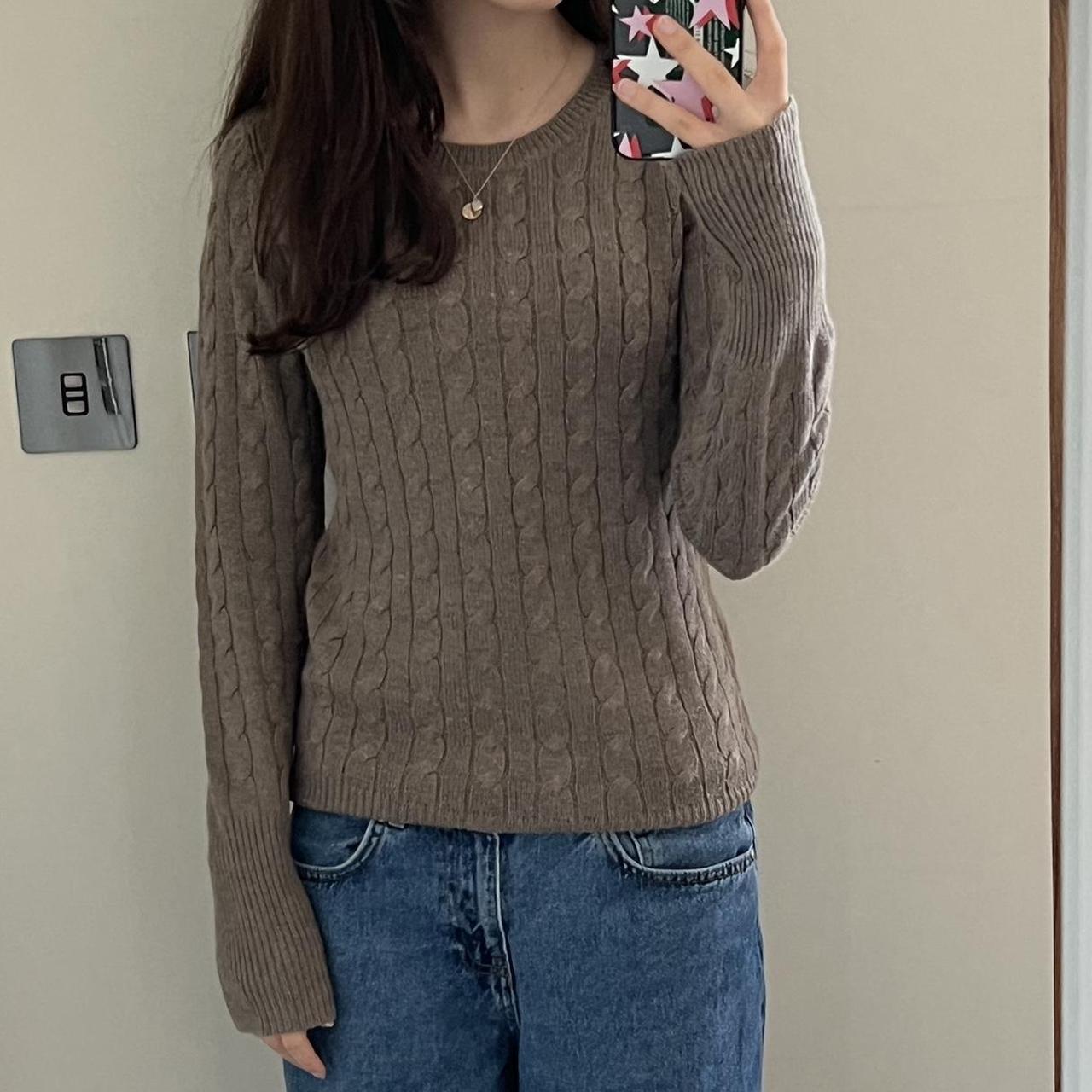 super cute brown cableknit jumper. worn once - Depop