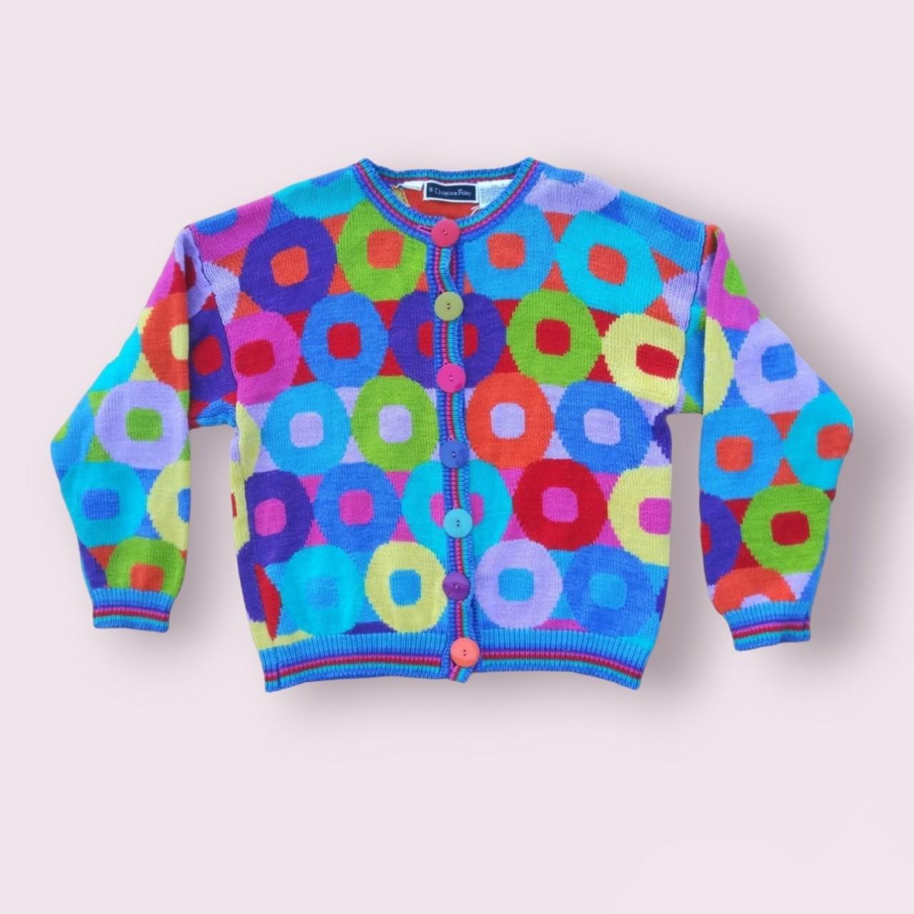 vintage 70s funky christine foley cardigan sweater 🌈... - Depop