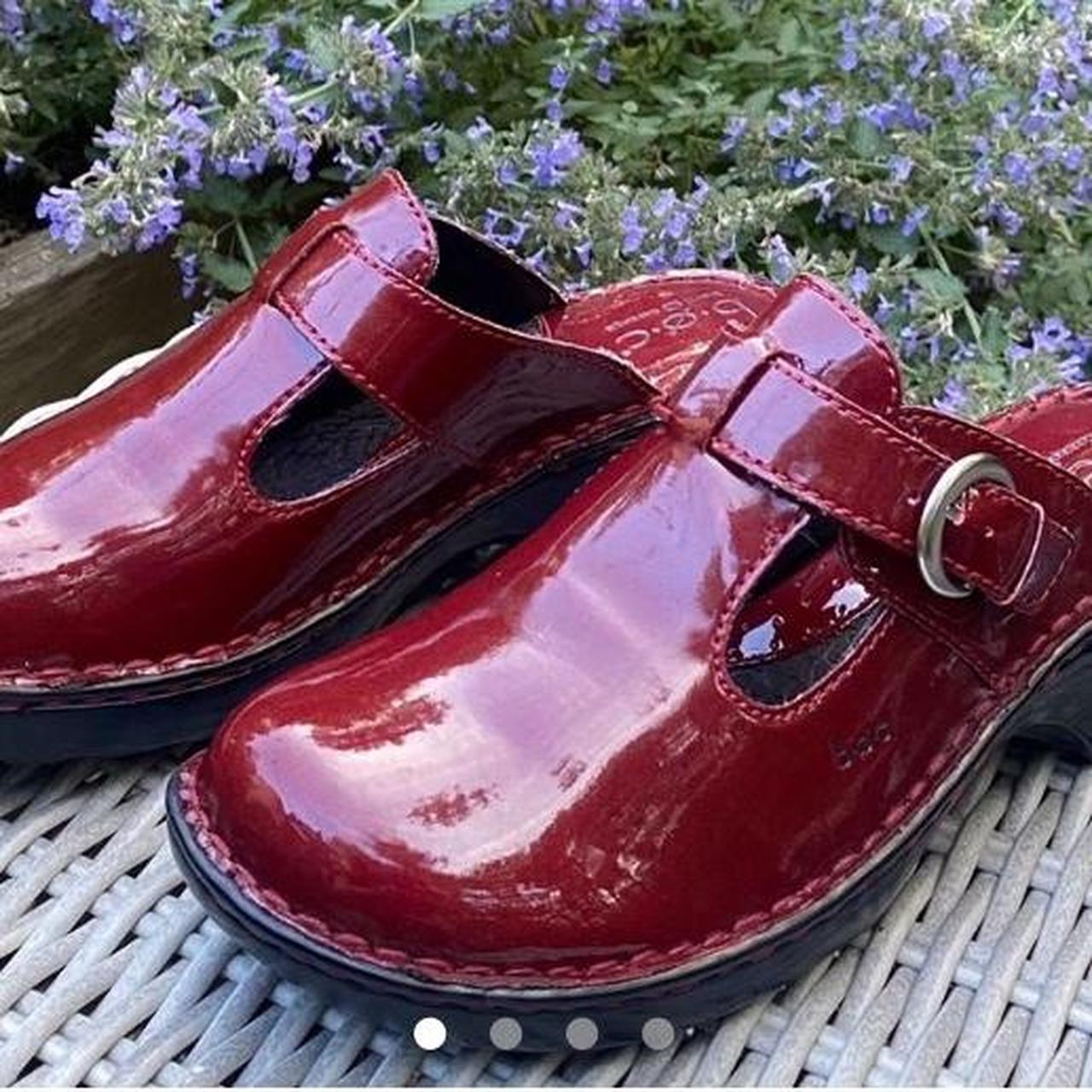Beautiful shiny red mary-jane style boc clogs!!... - Depop