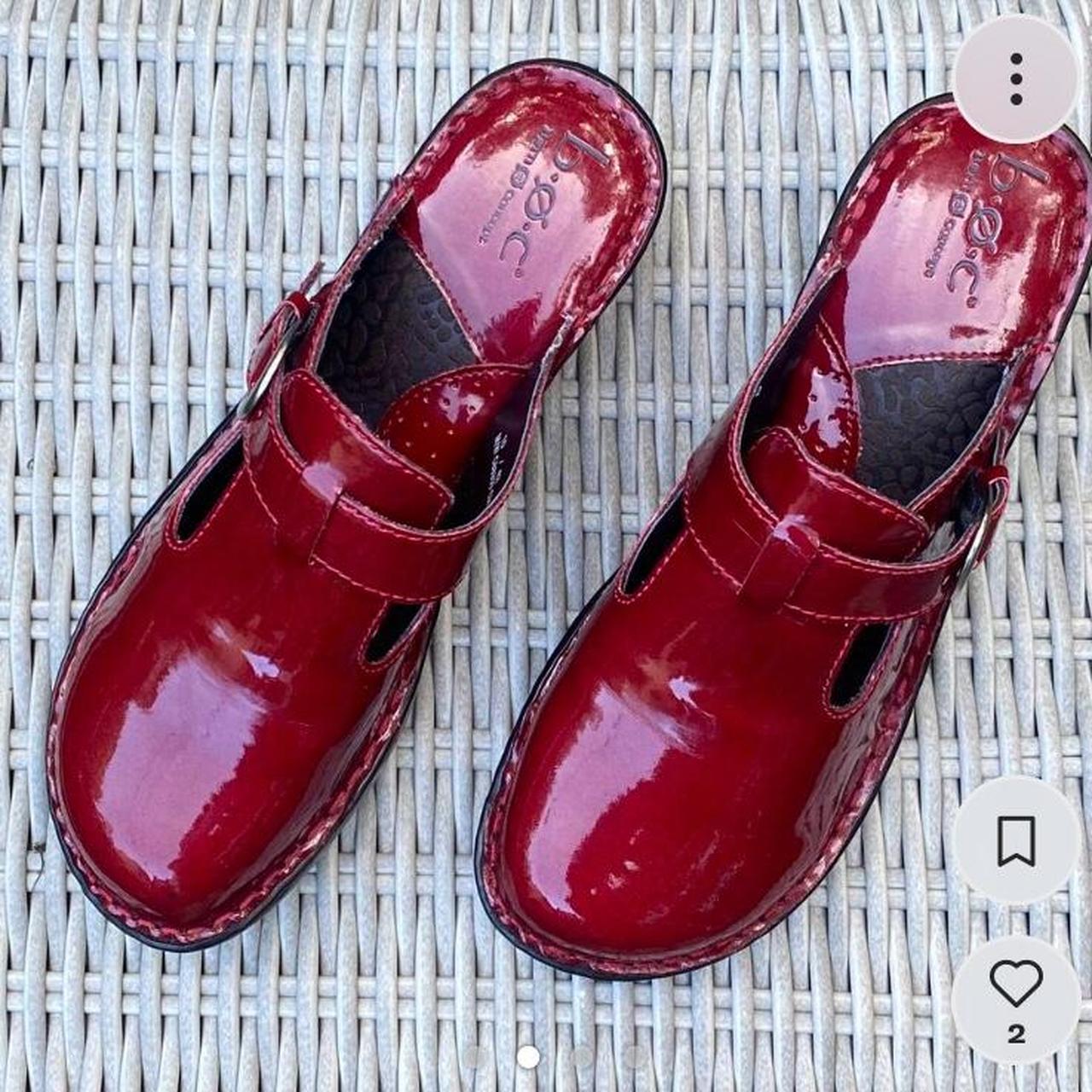 Beautiful shiny red mary-jane style boc clogs!!... - Depop