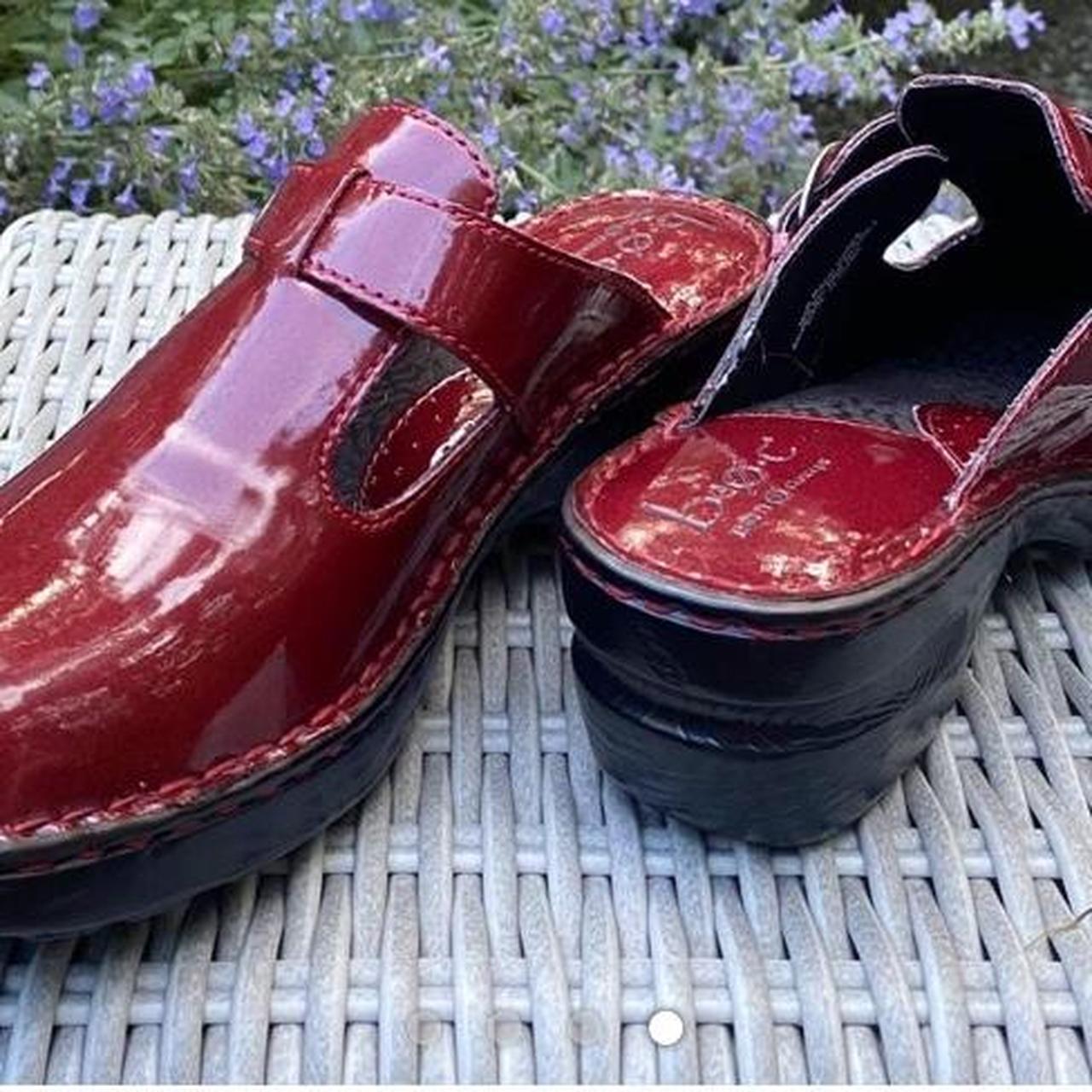 Beautiful shiny red mary-jane style boc clogs!!... - Depop