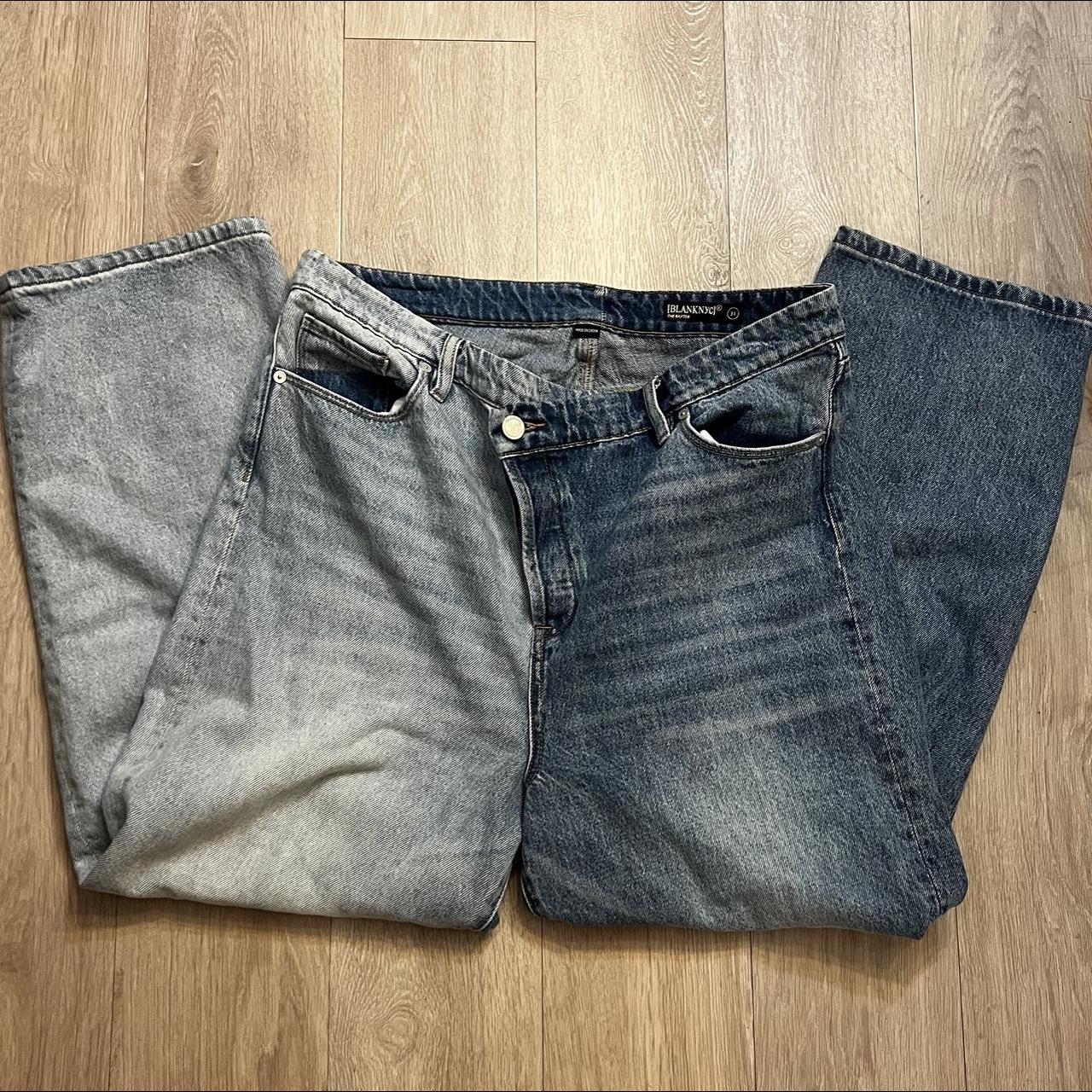 Two colored jeans with cross-cross waistband So... - Depop