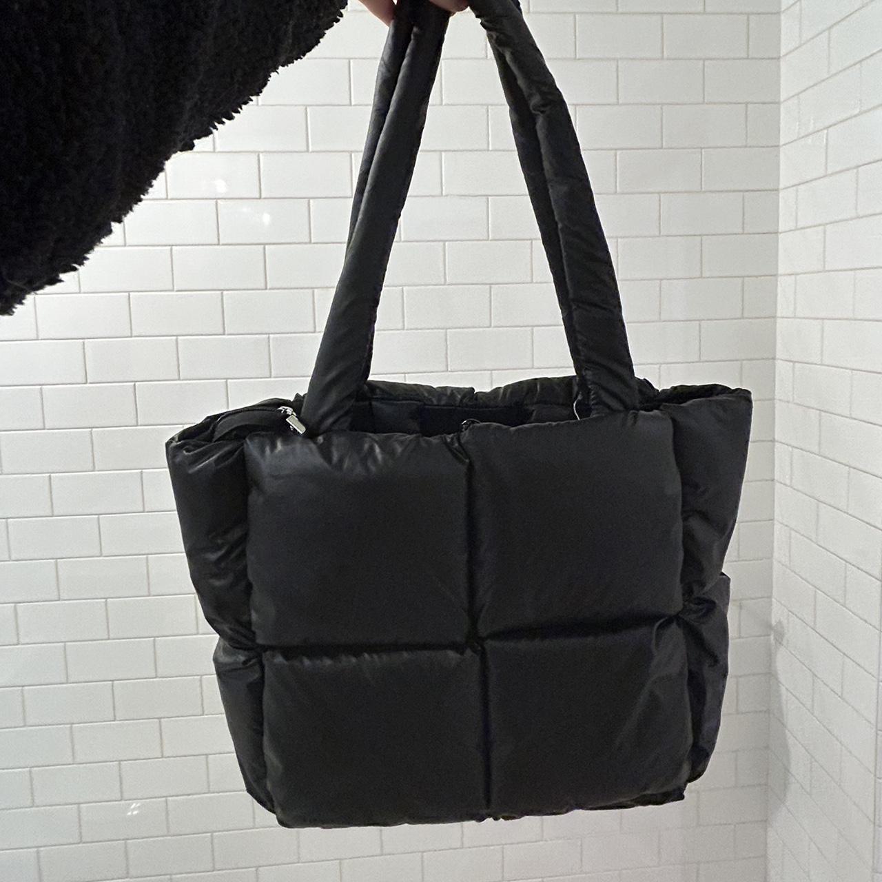 Puffy black tote bag. Water resistant exterior, two... - Depop