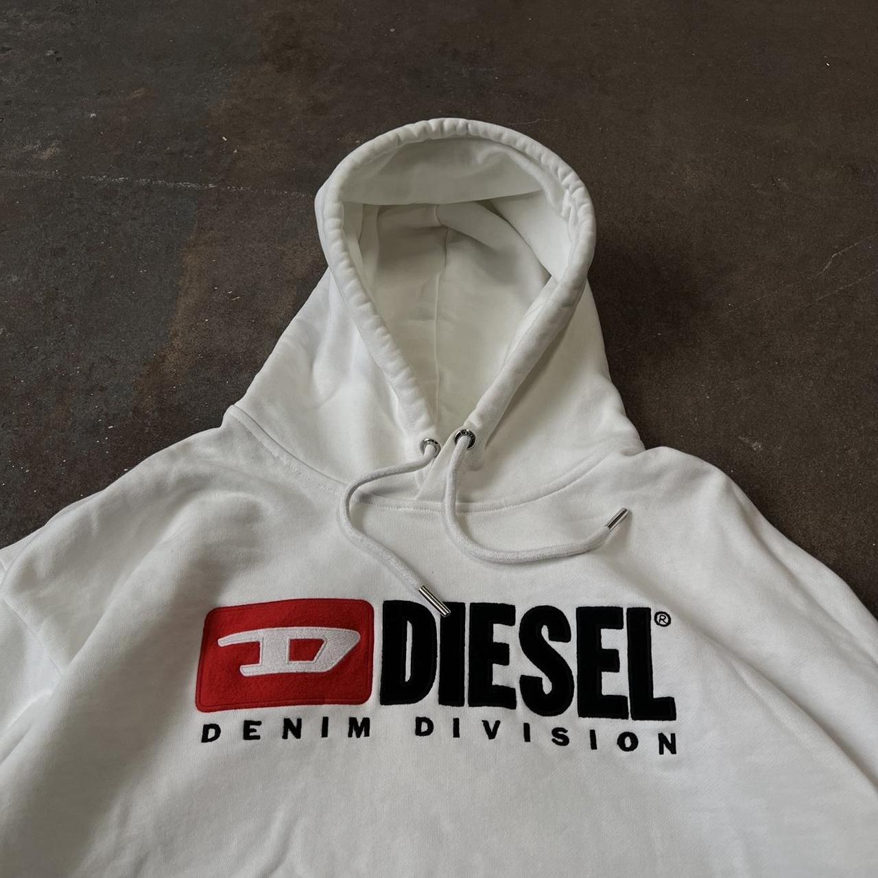 Diesel Men's White and Red Hoodie | Depop