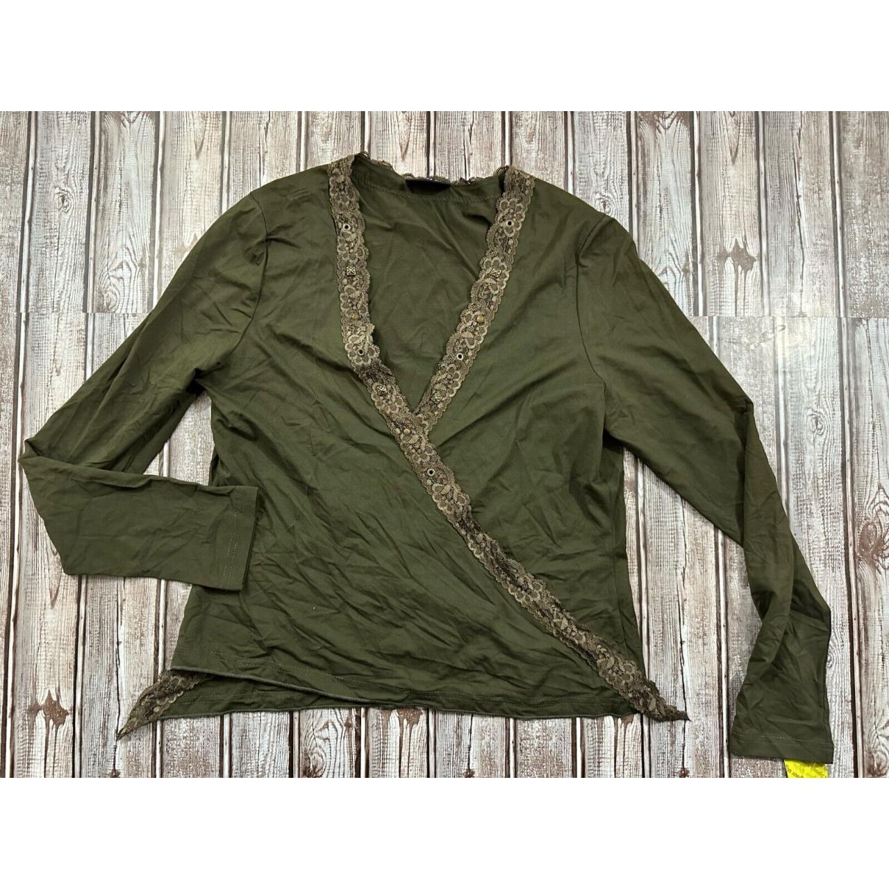 BASLER viscose blend blouse top color olive green... - Depop
