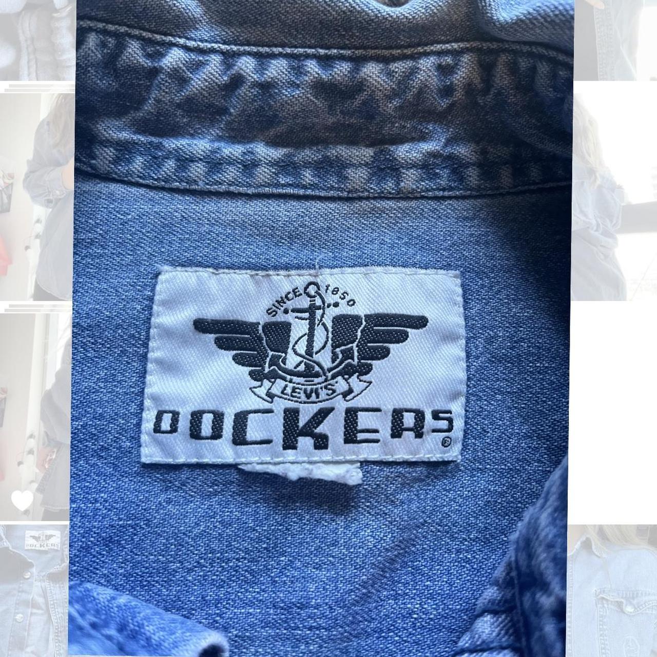 Oversized DOCKERS Denim blue flannel The detailing... - Depop