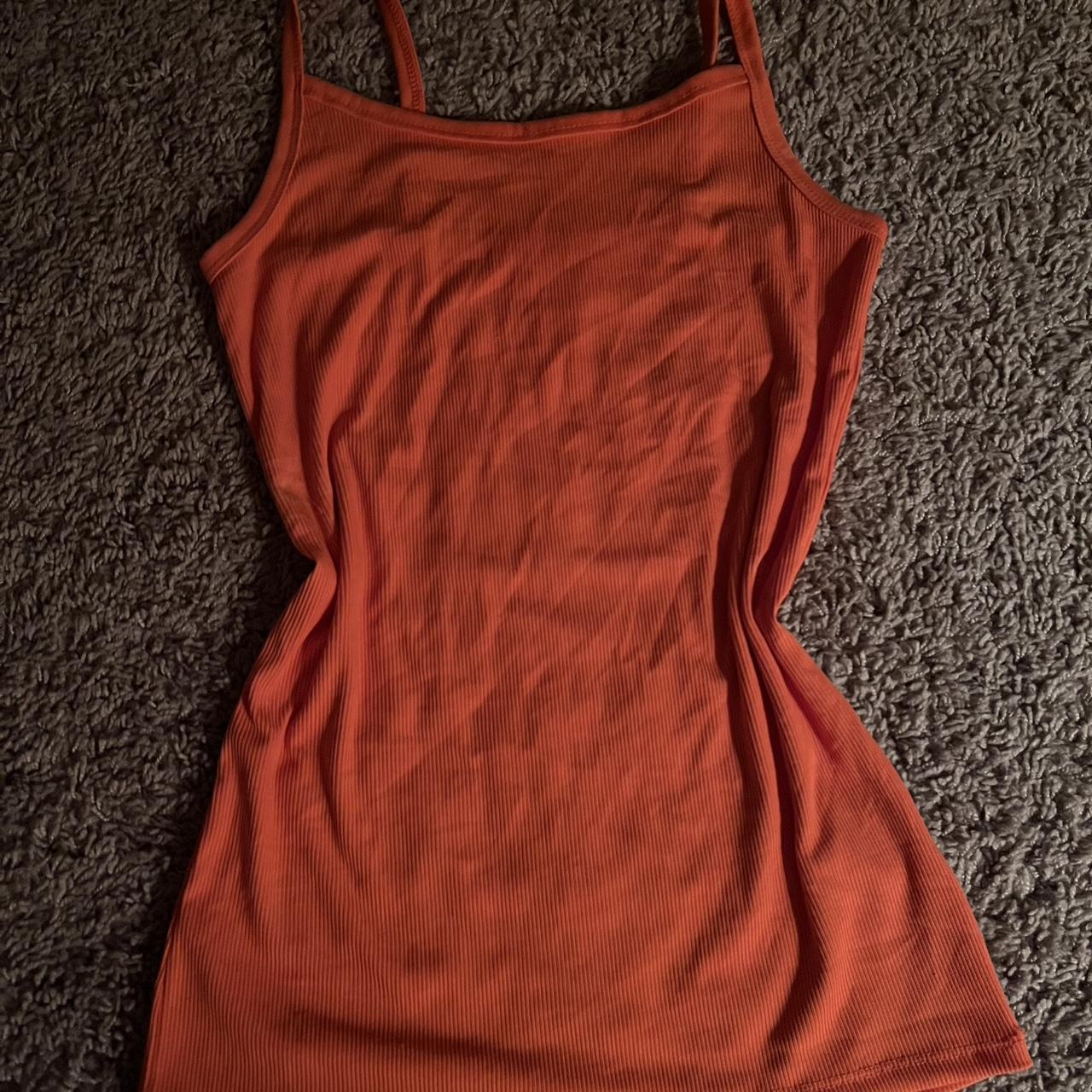 Orange ribbed tank top, worn once, size m #summer... | Depop