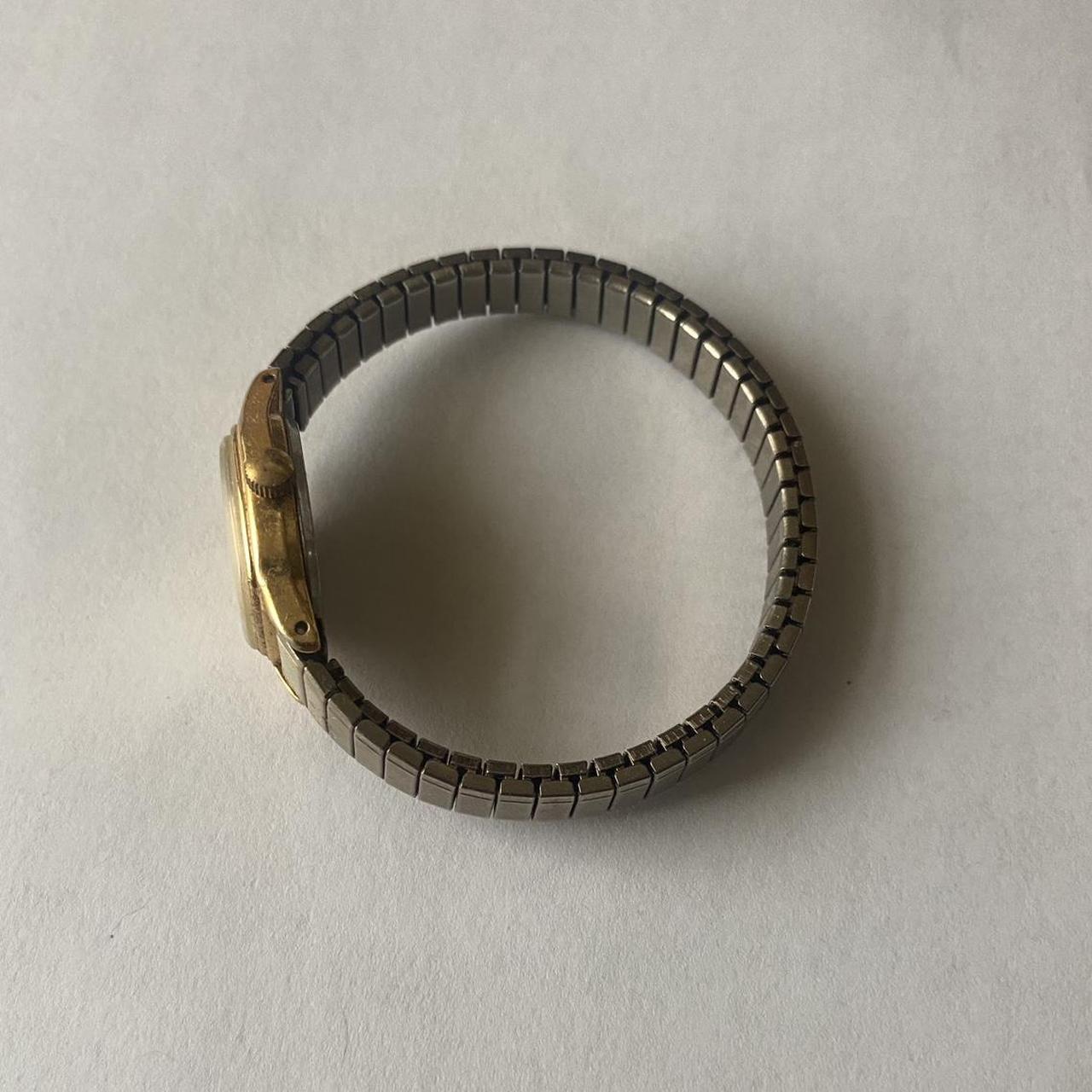 timex gold watch with rectangular face good for... - Depop