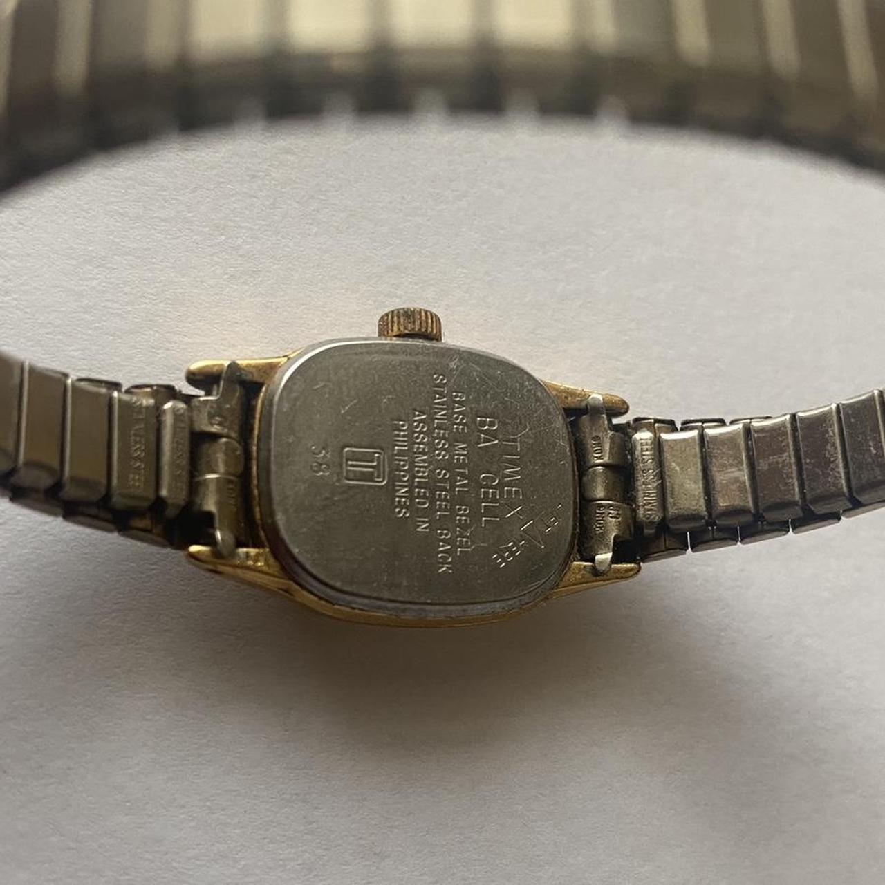 timex gold watch with rectangular face good for... - Depop